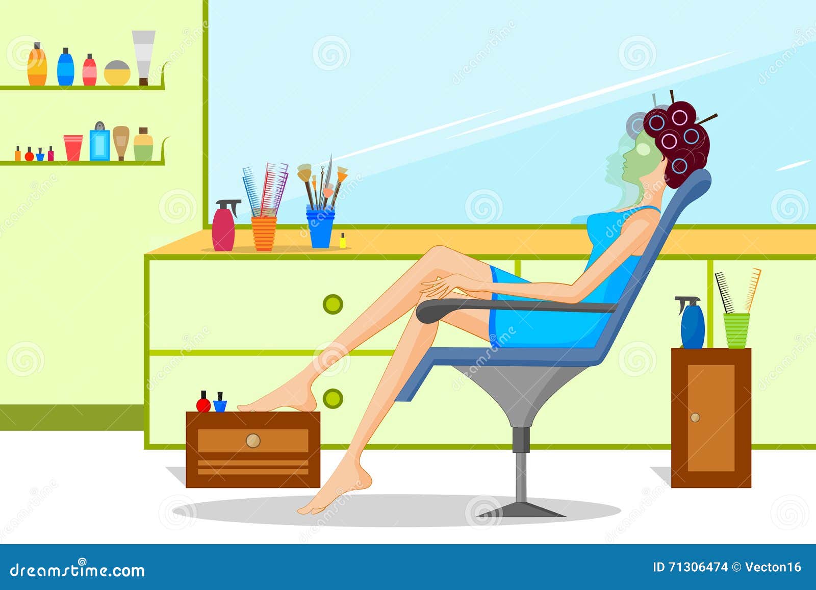 Lady in beauty parlor stock vector. Illustration of care - 71306474