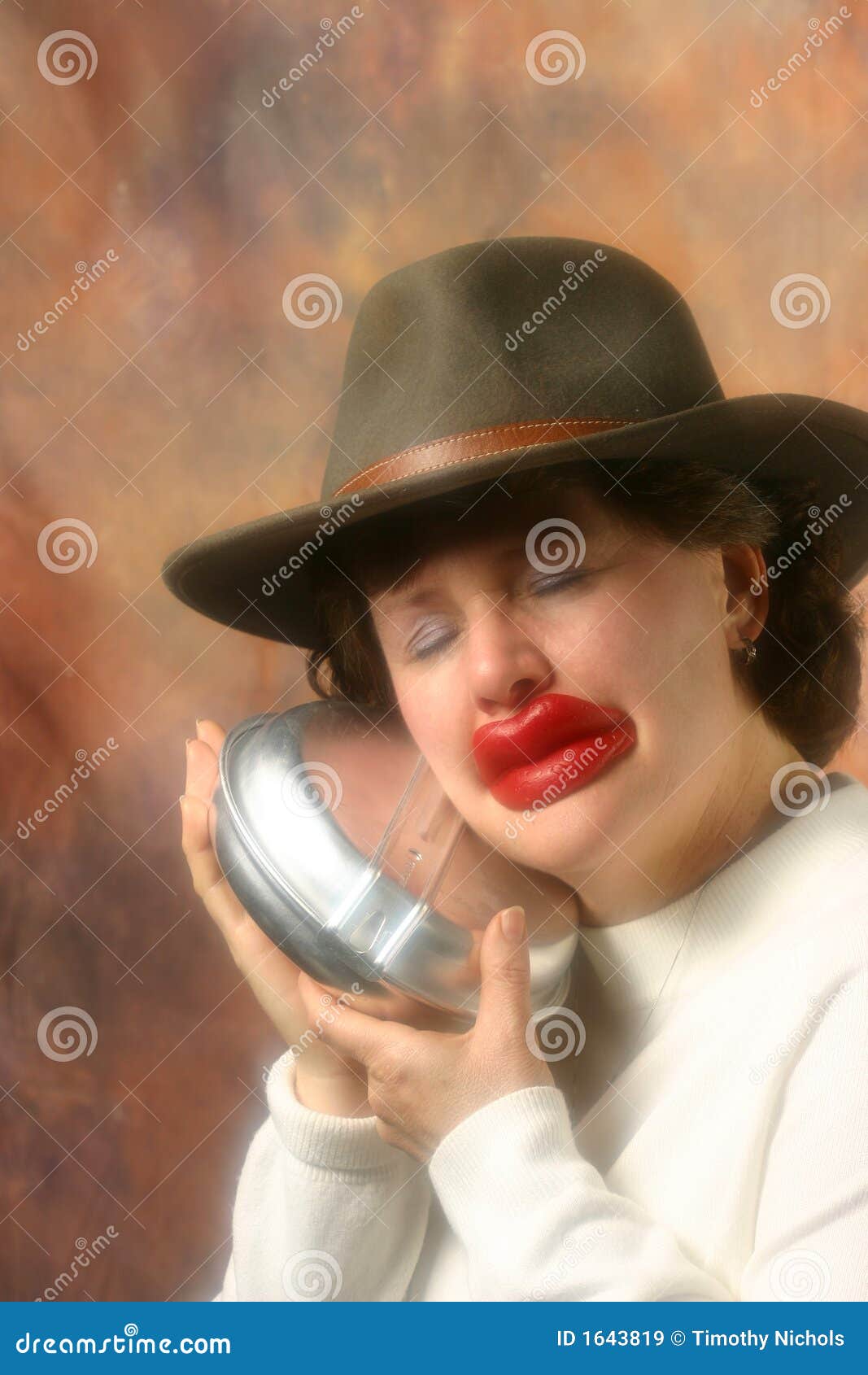 Lady with Big Lips in Cowboy Hat Stock Image - Image of mime, unique ...