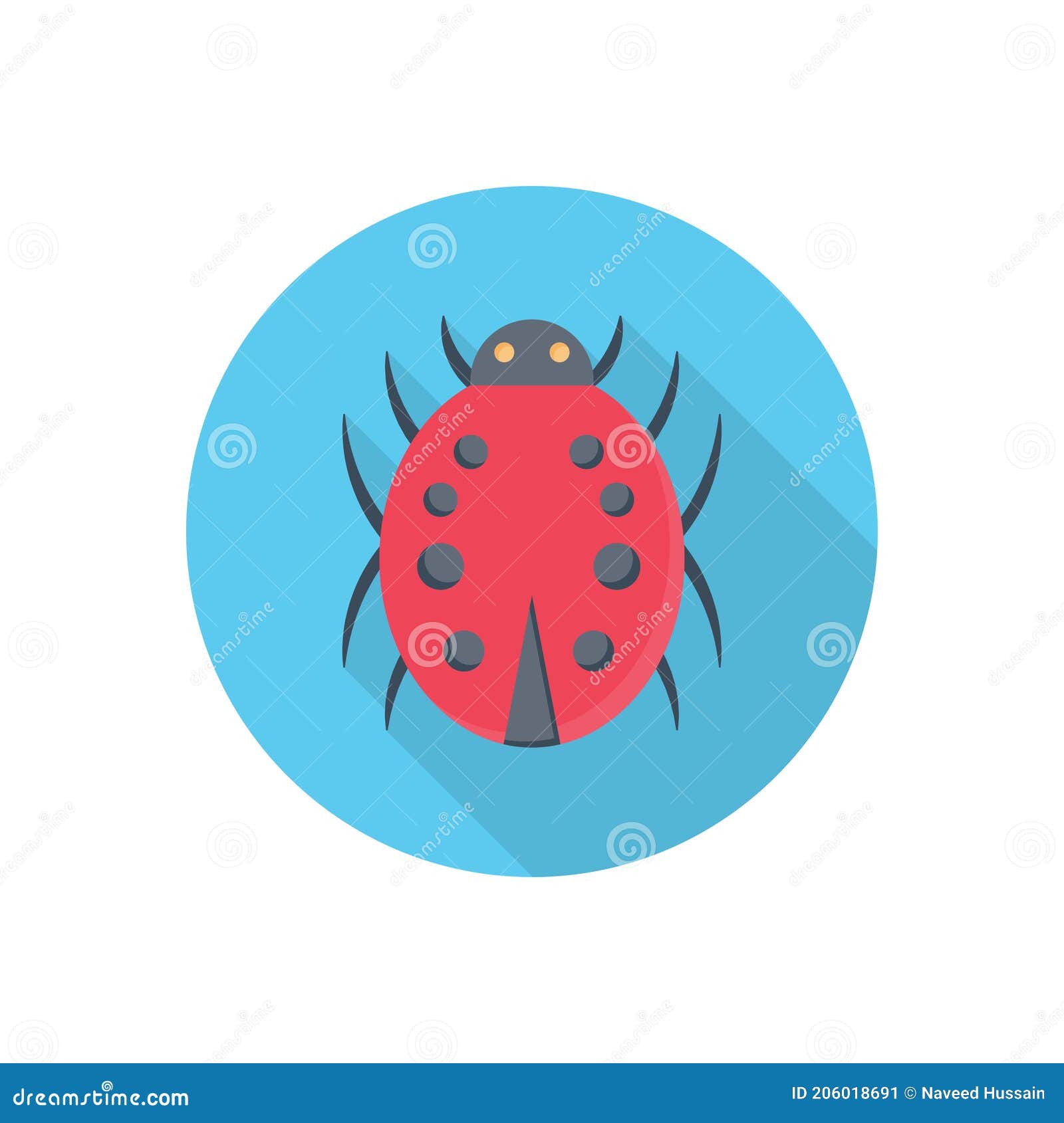 Lady Bird Vector Flat Colour Icon Stock Vector - Illustration of ...