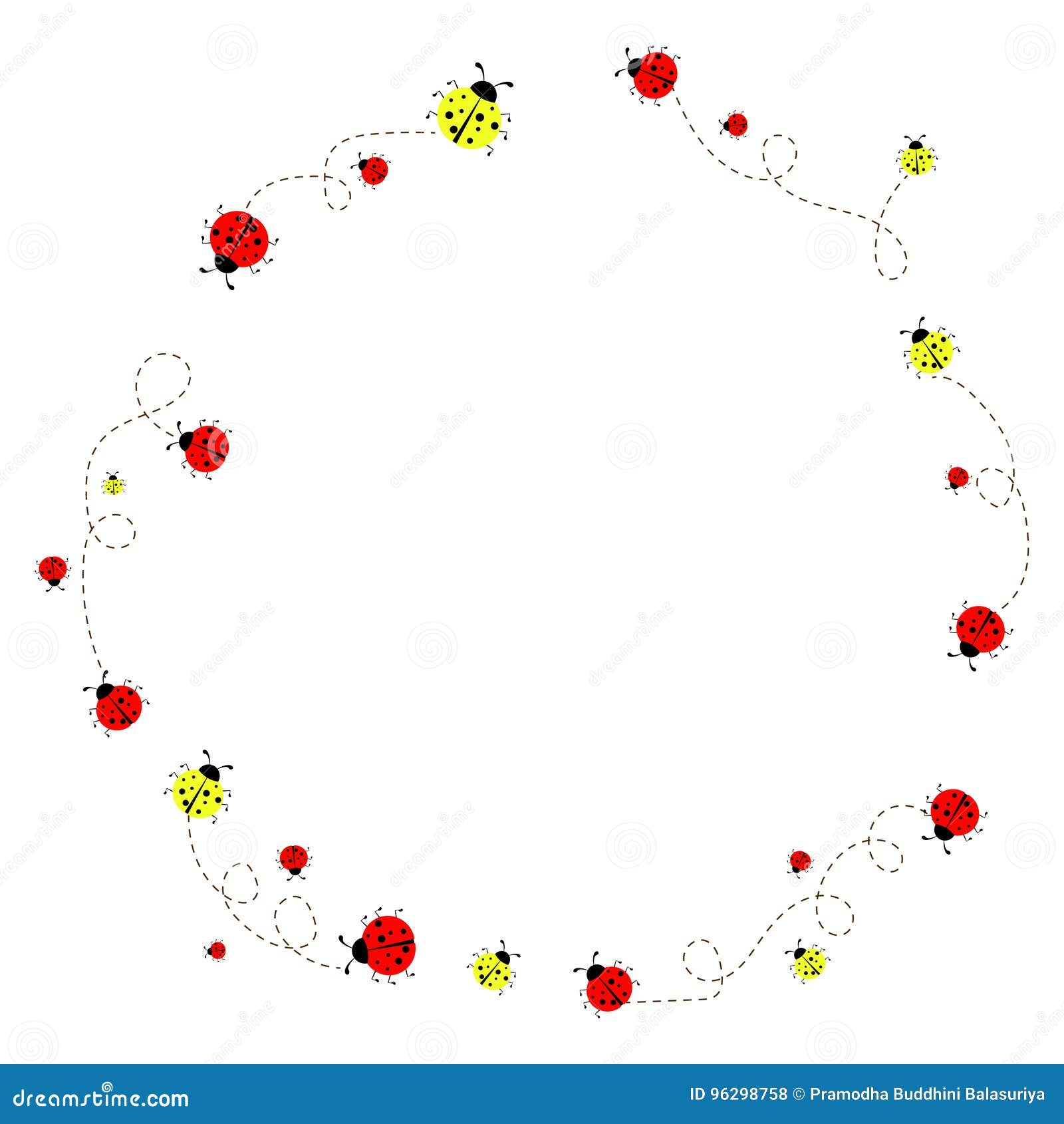 Lady birds frame design stock vector. Illustration of happy - 96298758