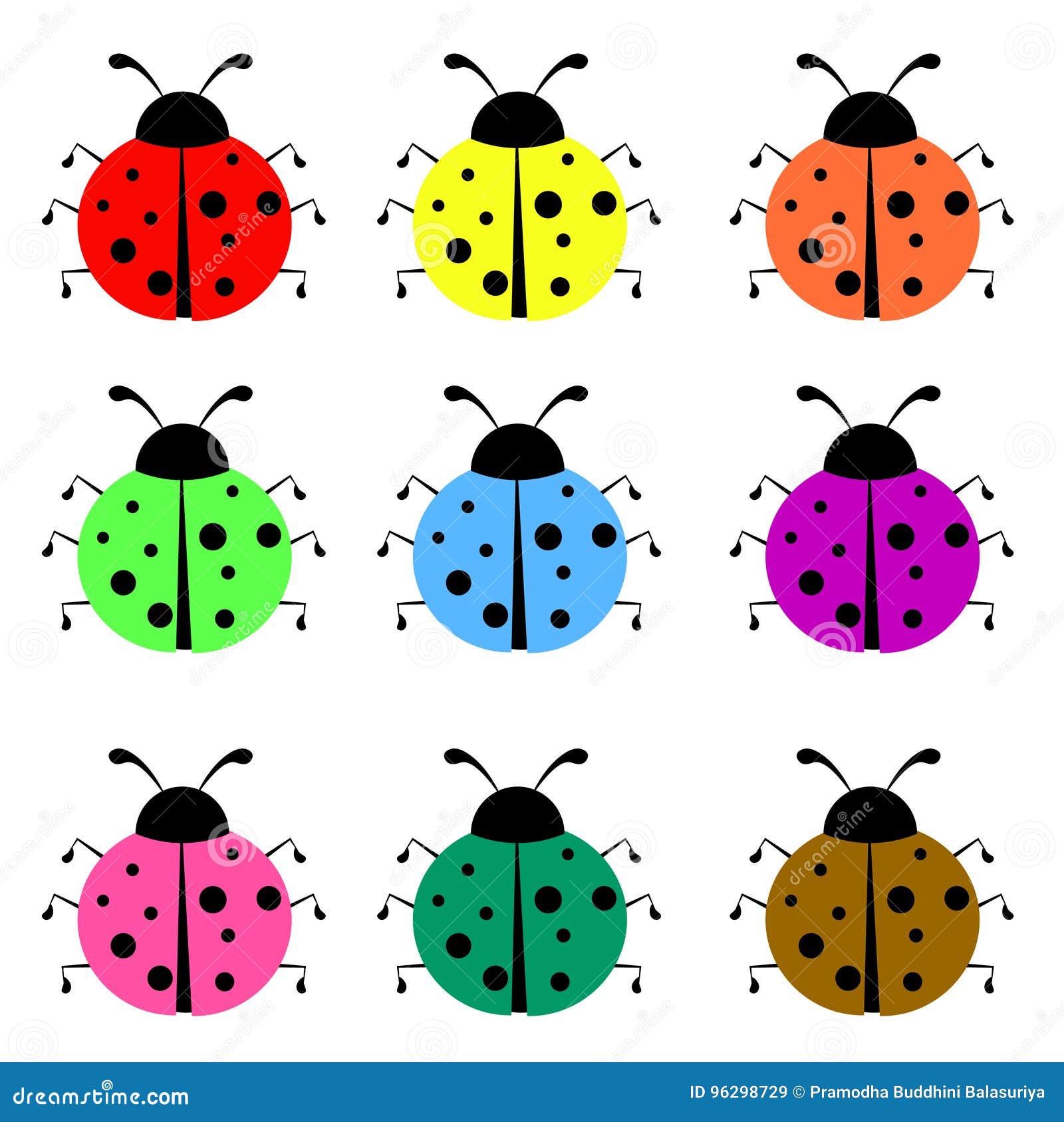 Lady birds icons stock illustration. Illustration of happy - 96298729