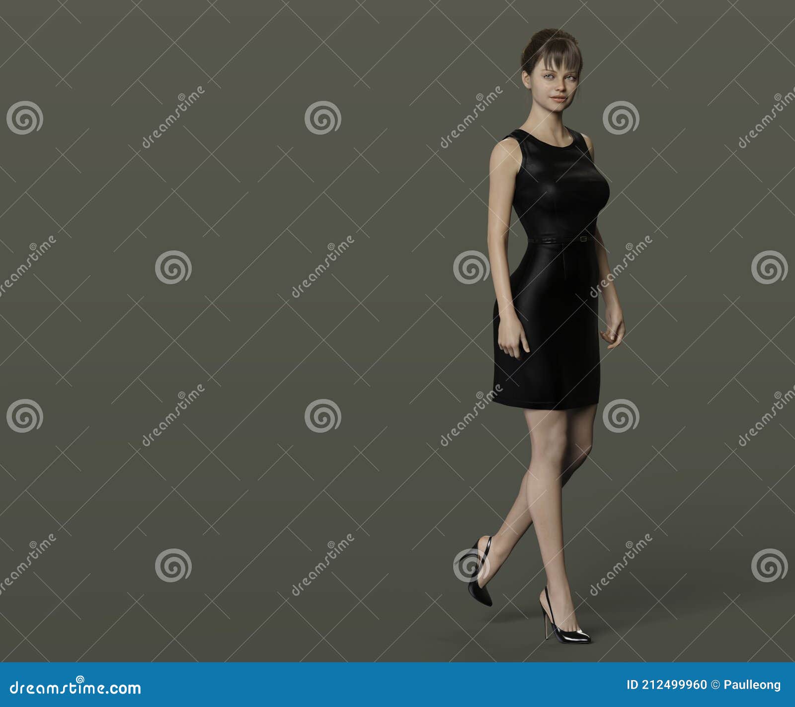 Lady in Black Dress. Person in the Image is Computer Generated by 3D ...