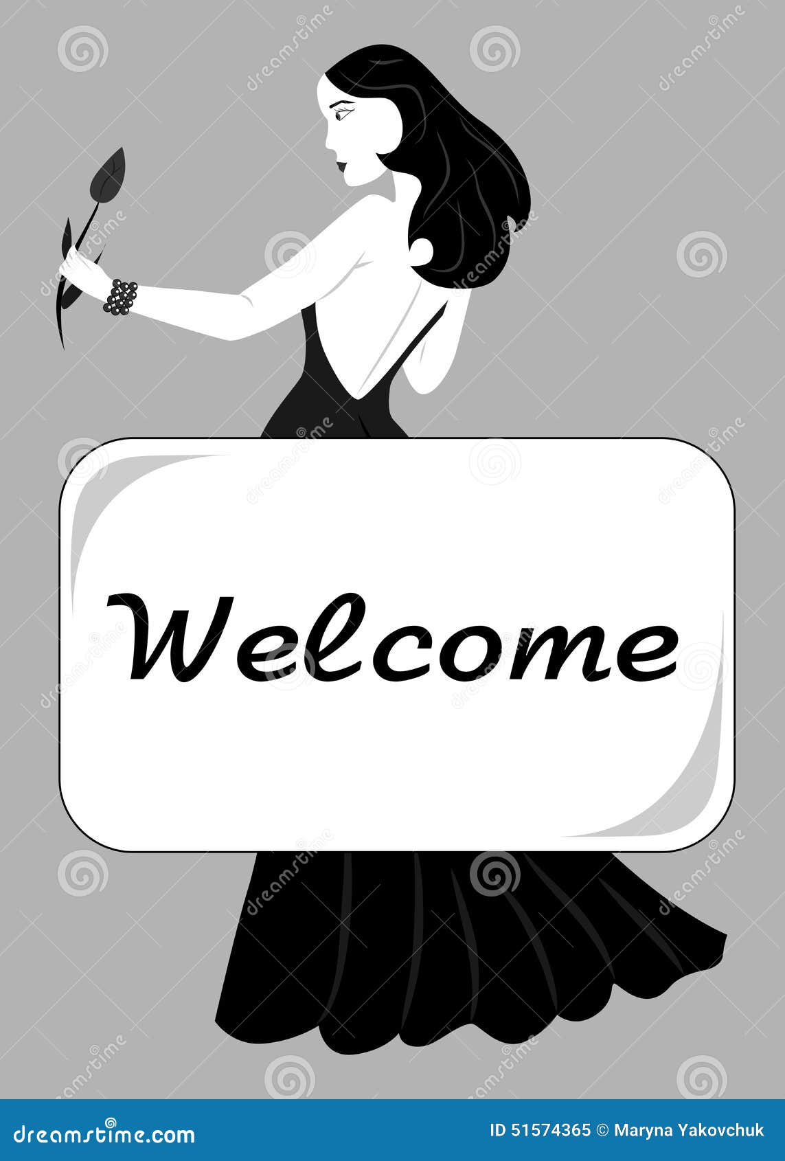Lady-black - welcome stock vector. Illustration of woman - 51574365