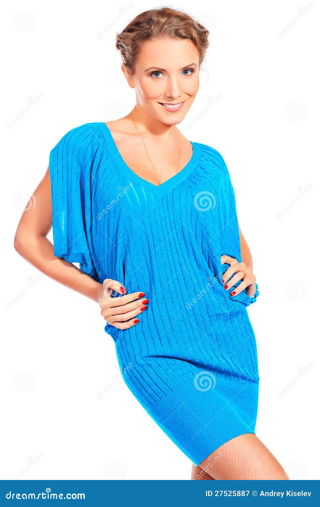 Lady in blue stock image. Image of dress, pose, person - 27525887