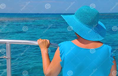 Lady in Blue on a Boat stock image. Image of blue, boating - 4665159