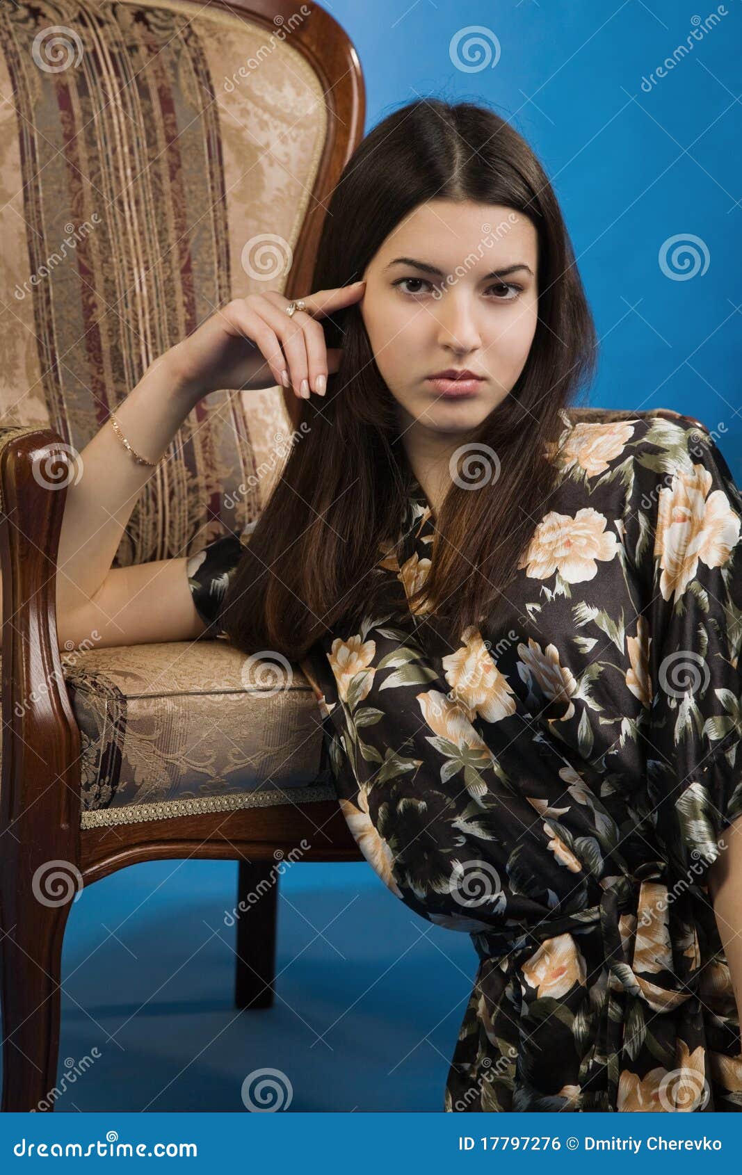 Lady in a Blue Colors Boudoir Stock Photo - Image of domestic, portrait ...