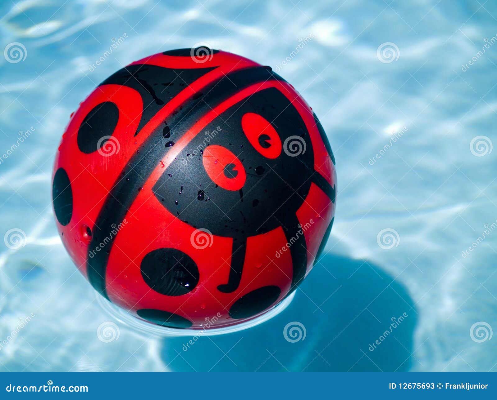 Lady Bug Ball in a Blue Swimming Pool Stock Image - Image of colorful ...