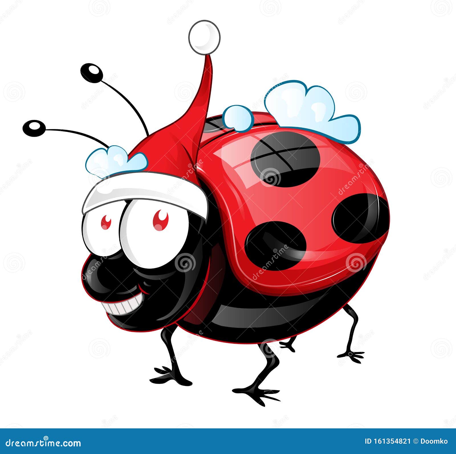 Lady Bug Character with Santa Claus Hat Stock Vector - Illustration of ...