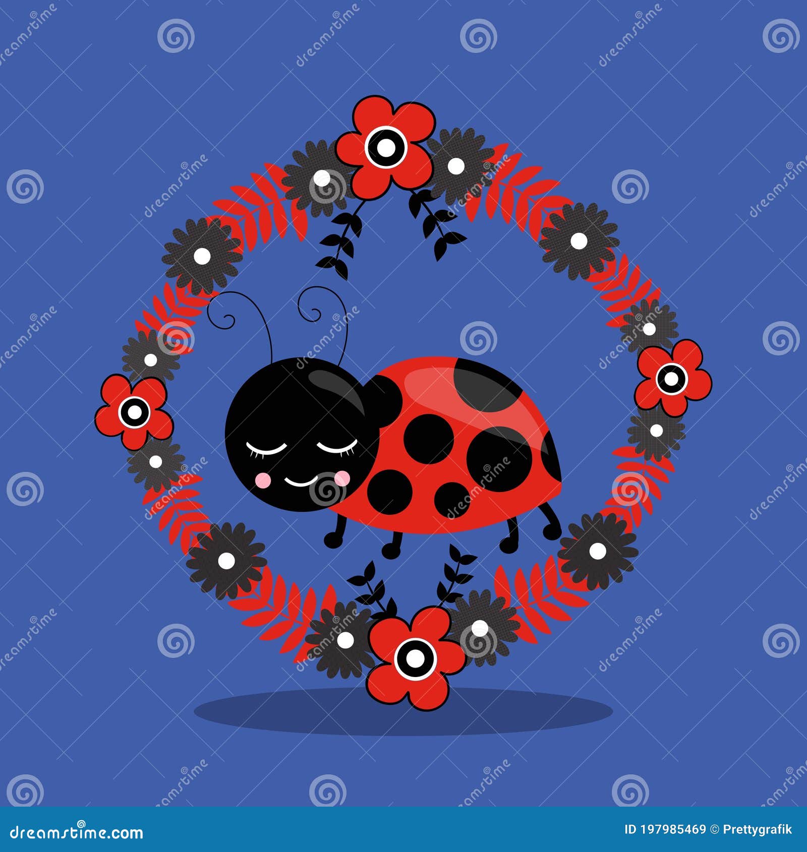 LADY BUG ROUND 03 stock vector. Illustration of cartoon - 197985469