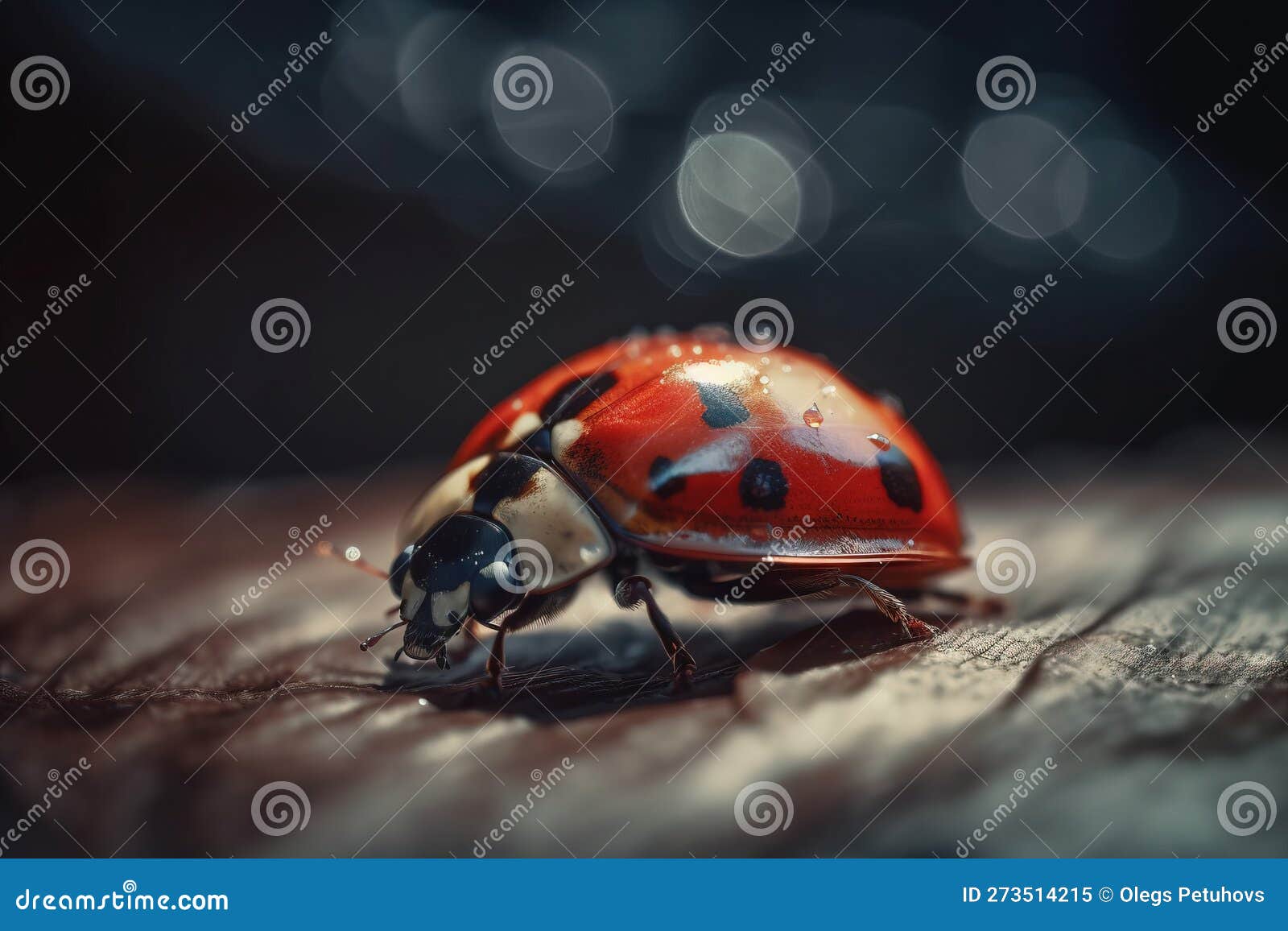 A Lady Bug Sitting on Top of a Wooden Table Next To a Window Stock ...