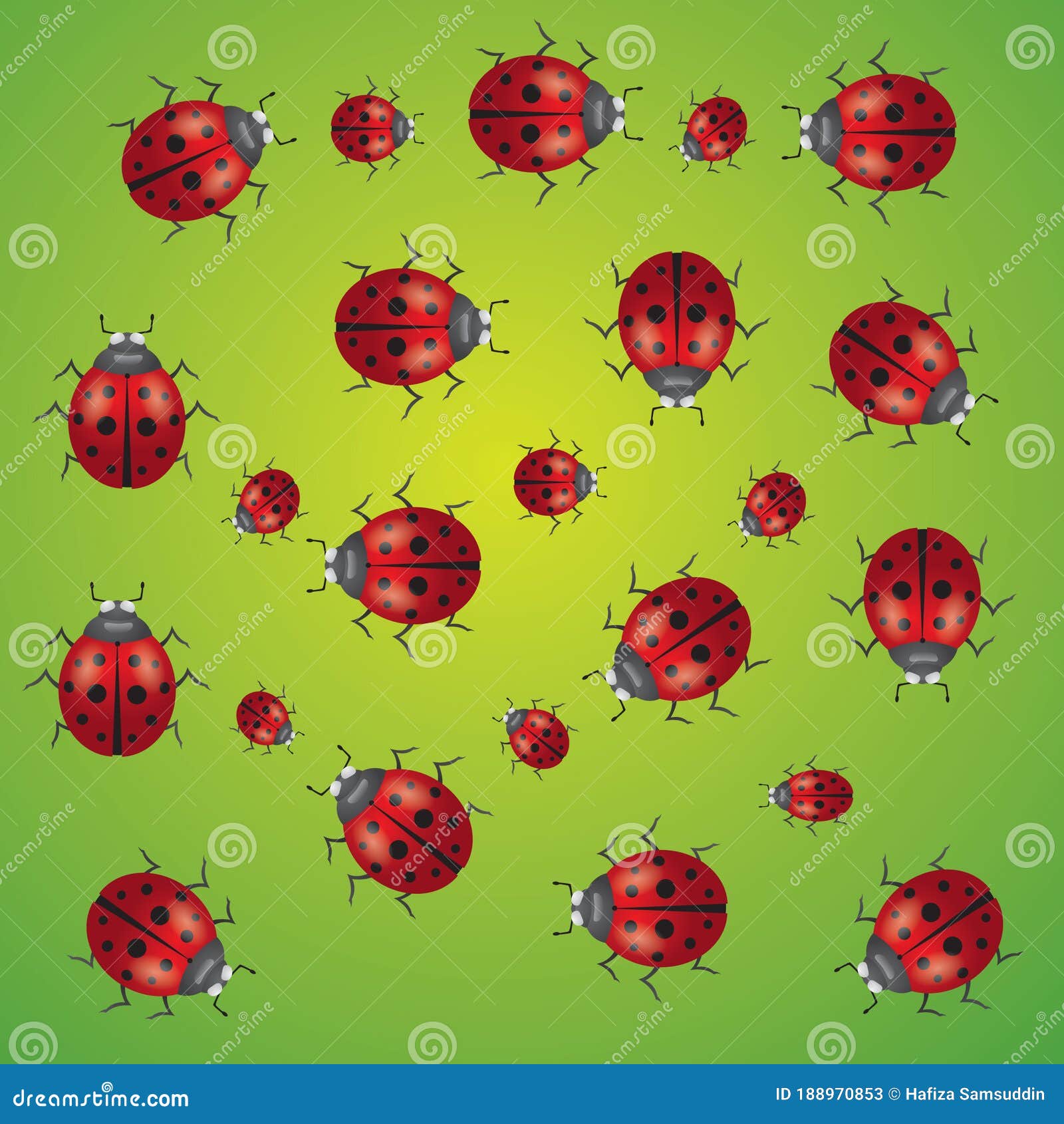 Lady Bugs Background. Vector Illustration Decorative Design Stock ...