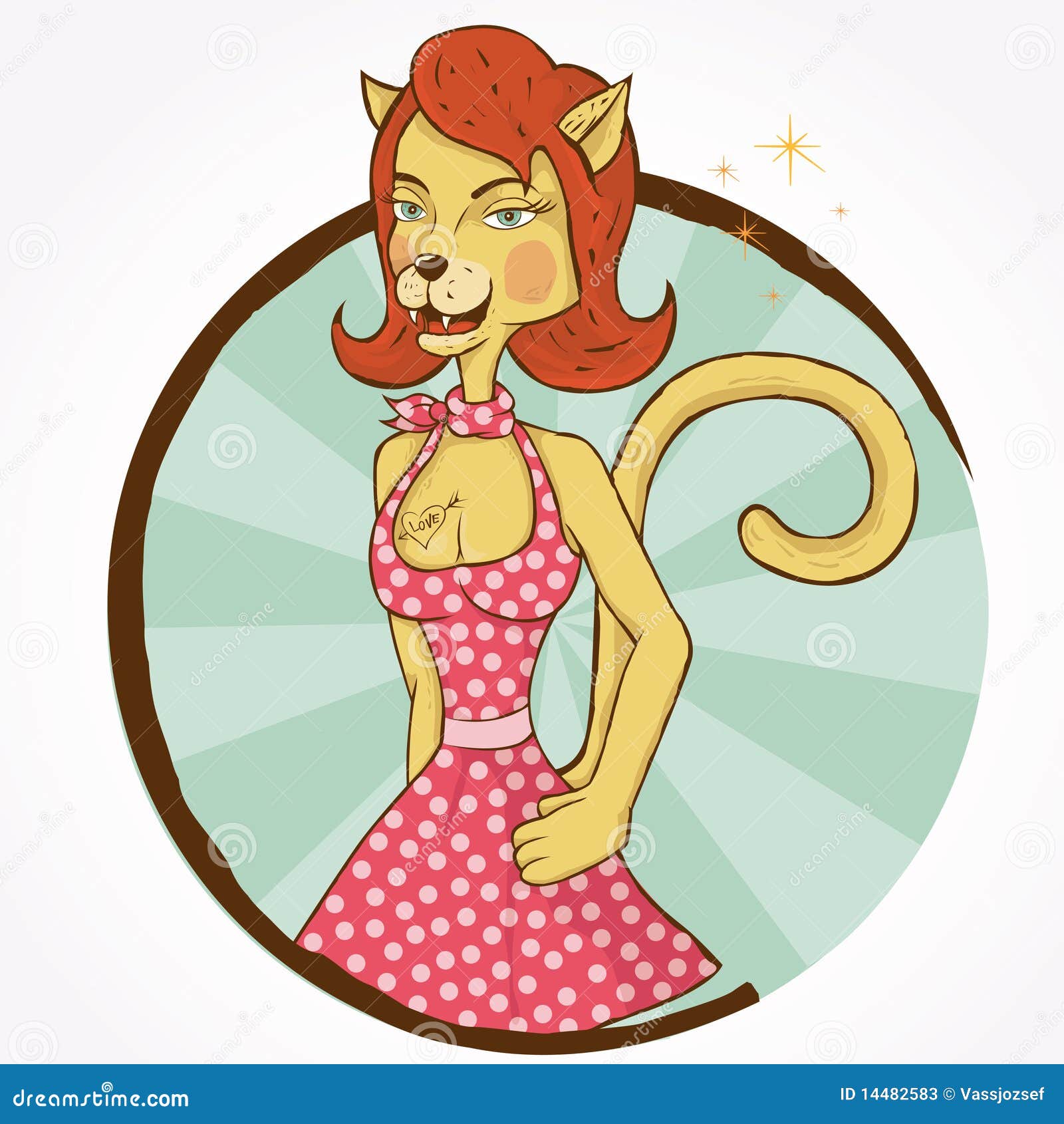 Lady cat stock vector. Illustration of cartoon, animal - 14482583