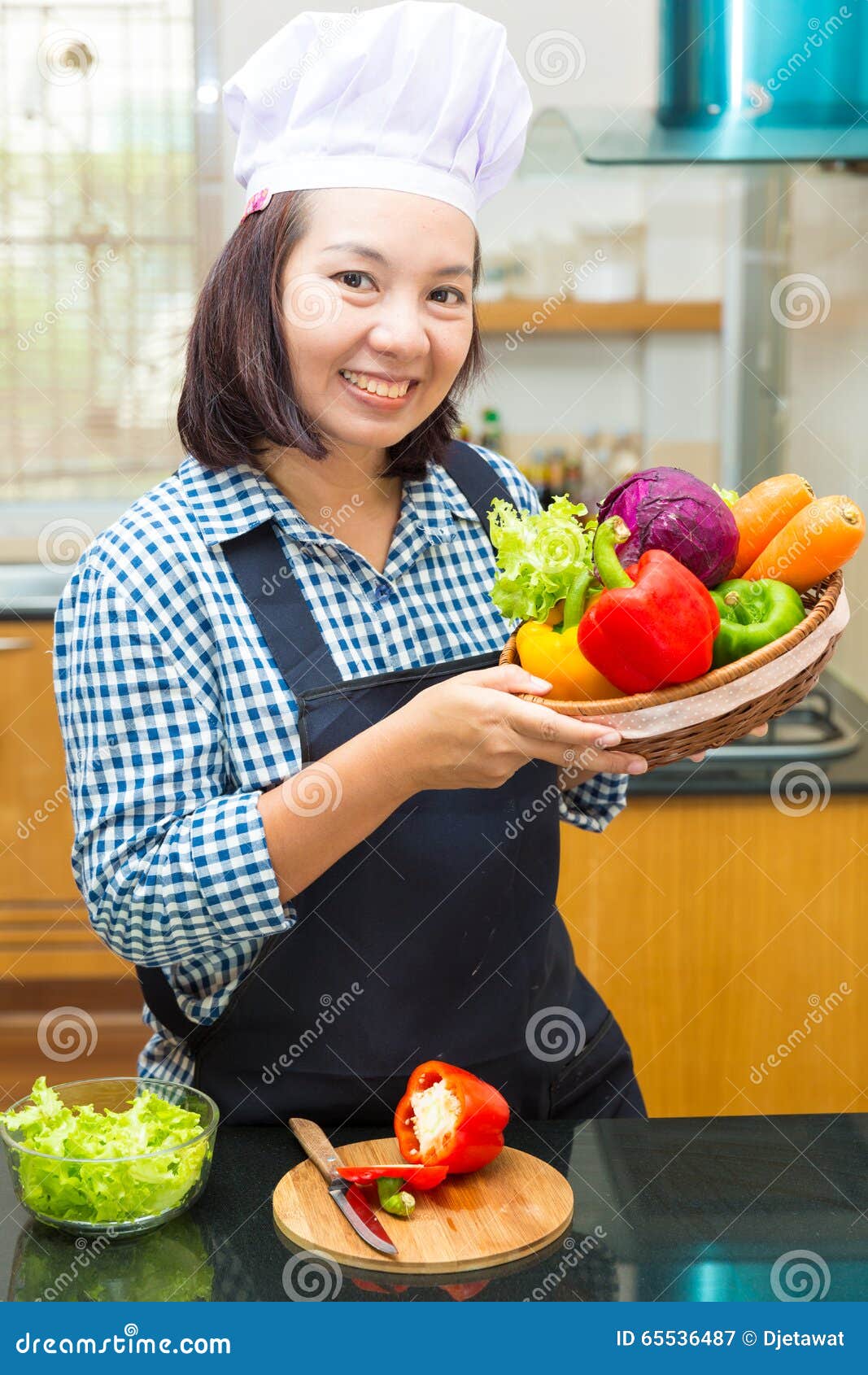 Lady Chef Preparing Ingredient To Make Salad Stock Image - Image of ...
