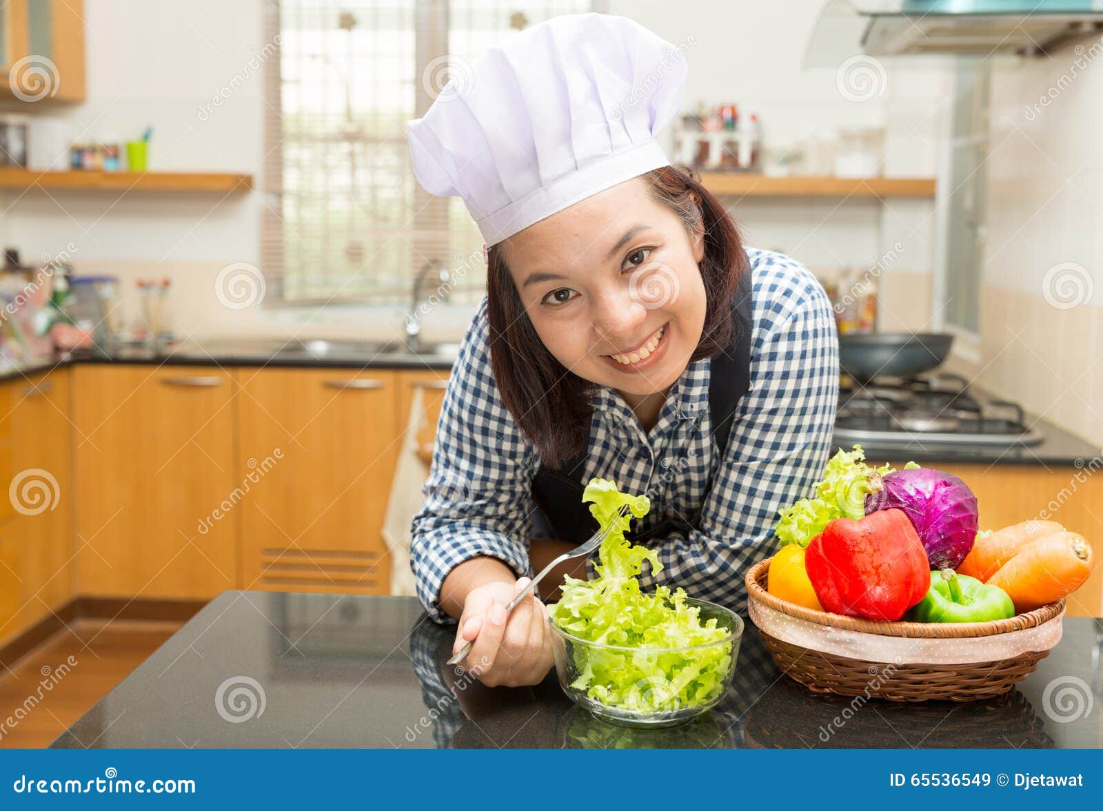 Lady Chef Preparing Ingredient To Make Salad Stock Image - Image of ...