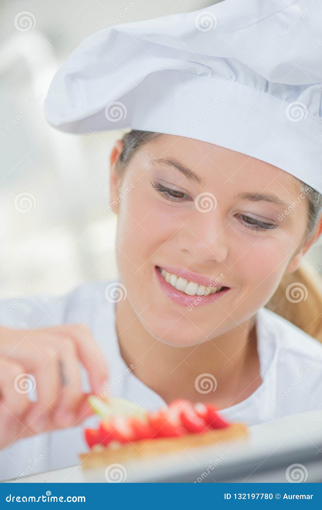 Lady chef at work stock photo. Image of cuisine, kitchen - 132197780