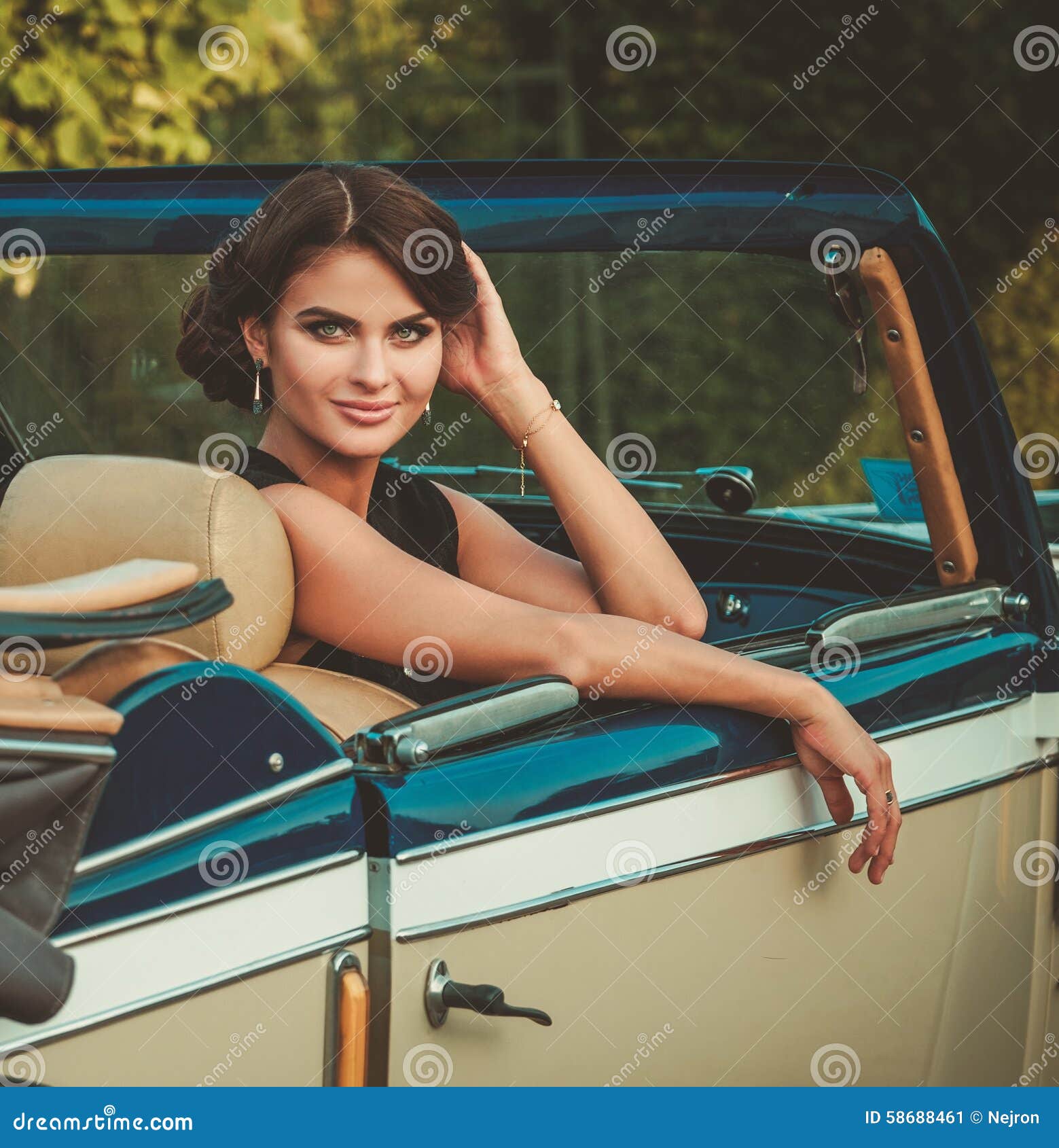 Lady in a Classic Convertible Stock Image - Image of fashion, retro ...