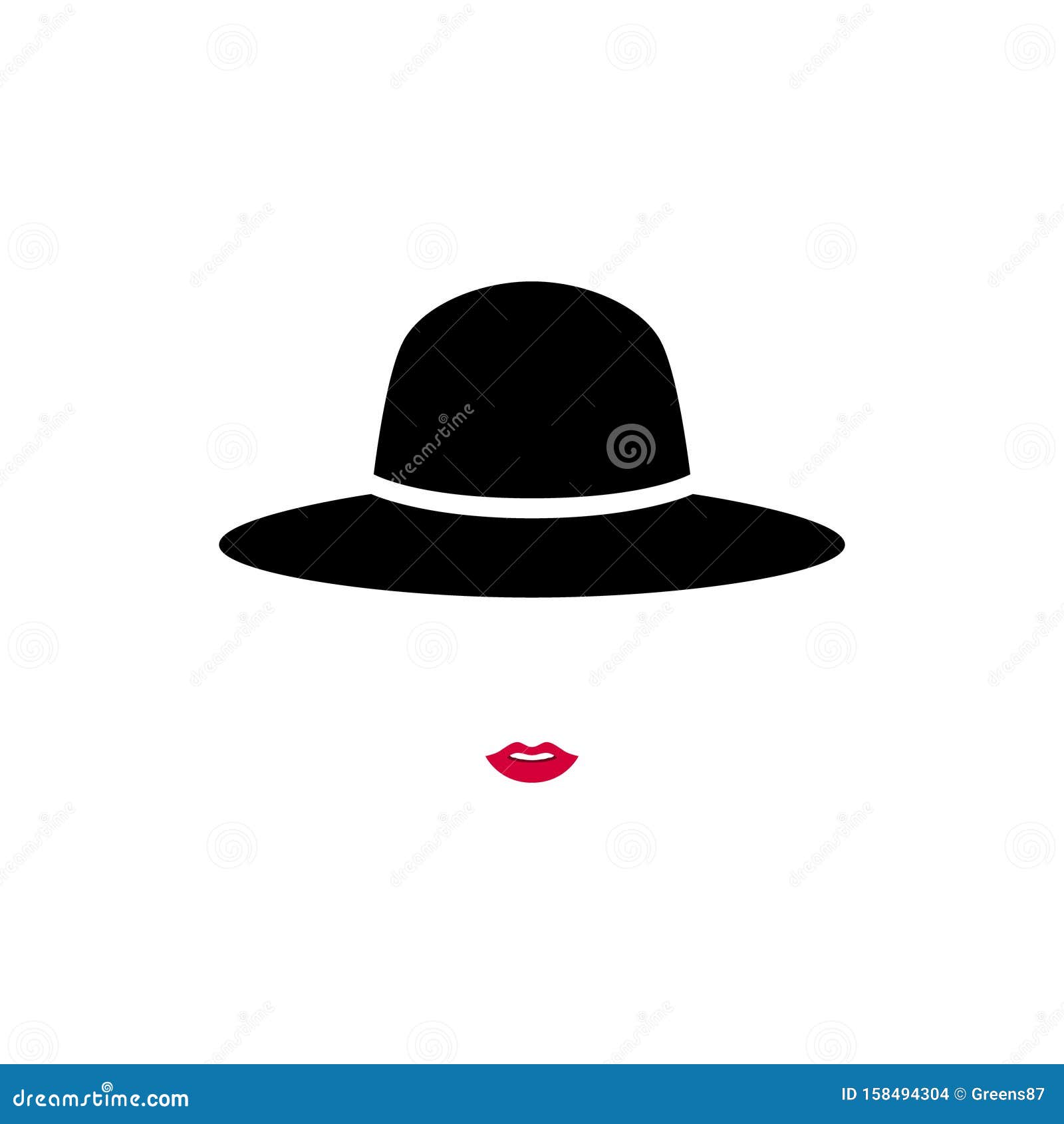 Lady in a Classic Hat Vector Design Template. Stock Vector ...