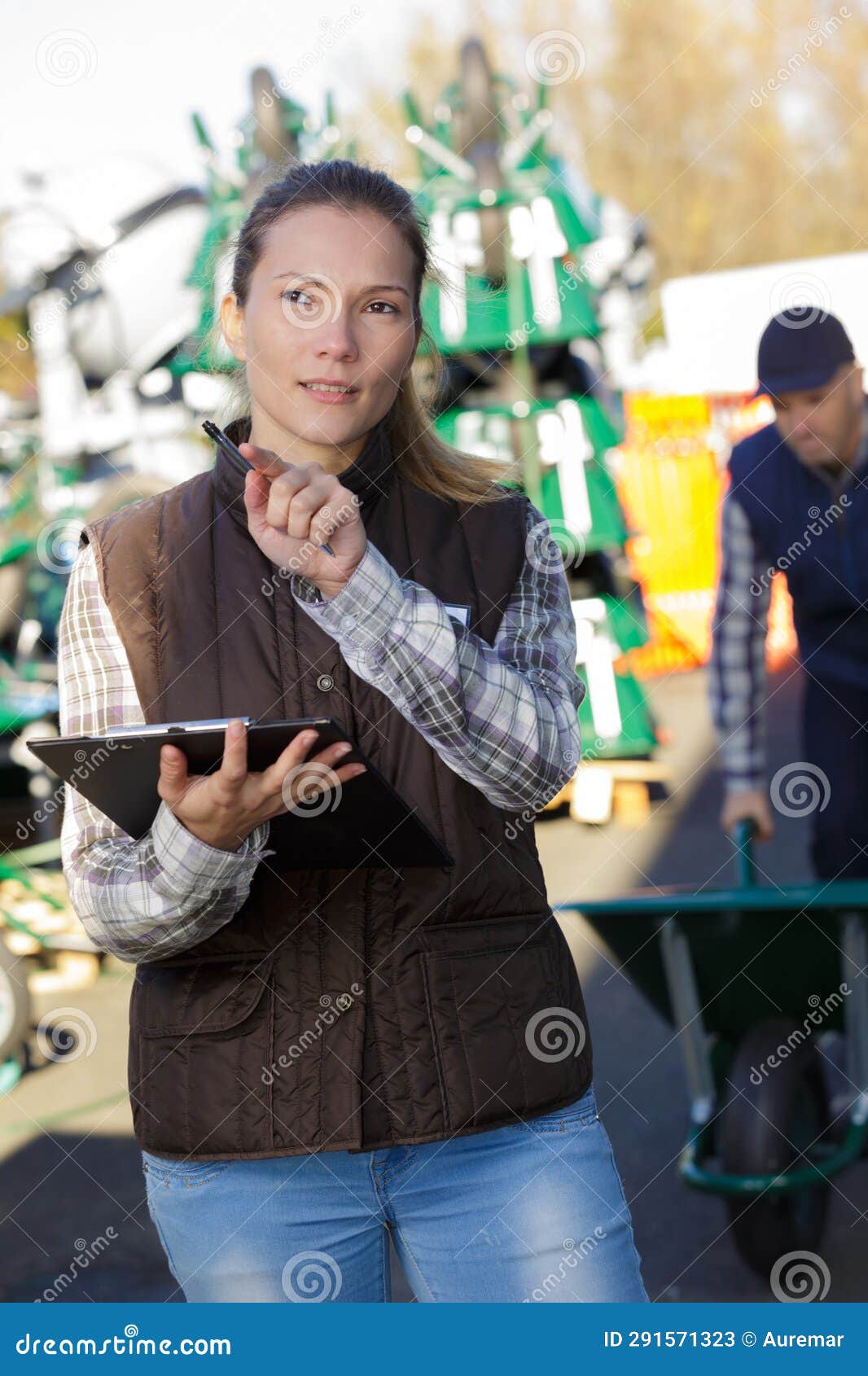 Lady with Clipboard Counting Stock Stock Image - Image of happy, note ...