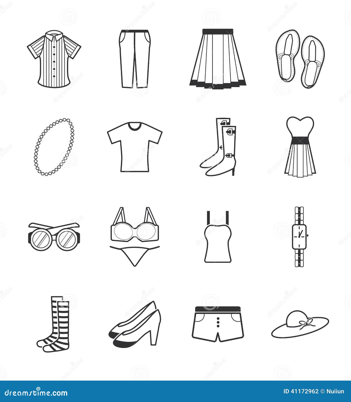 Clothes Set Icons In Flat Style Big Collection Of Clothes Symbol