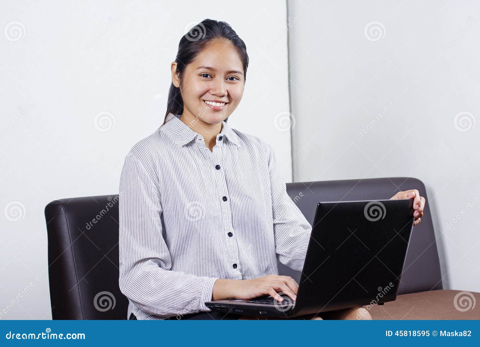Lady and Computer stock image. Image of smiling, lifestyle - 45818595