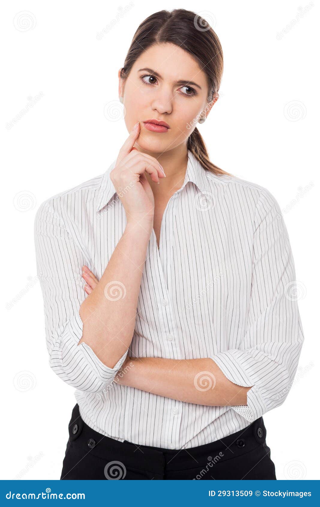 Lady Concerned about Her Business Growth Stock Image - Image of girl ...
