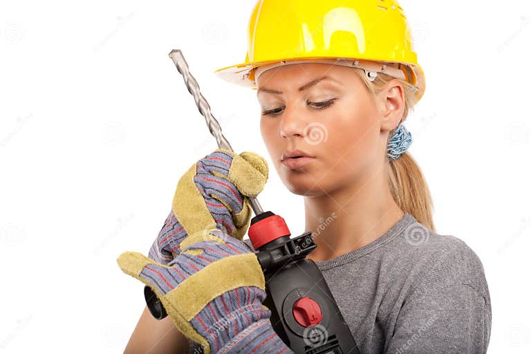 Lady construction worker stock photo. Image of builder - 15053304