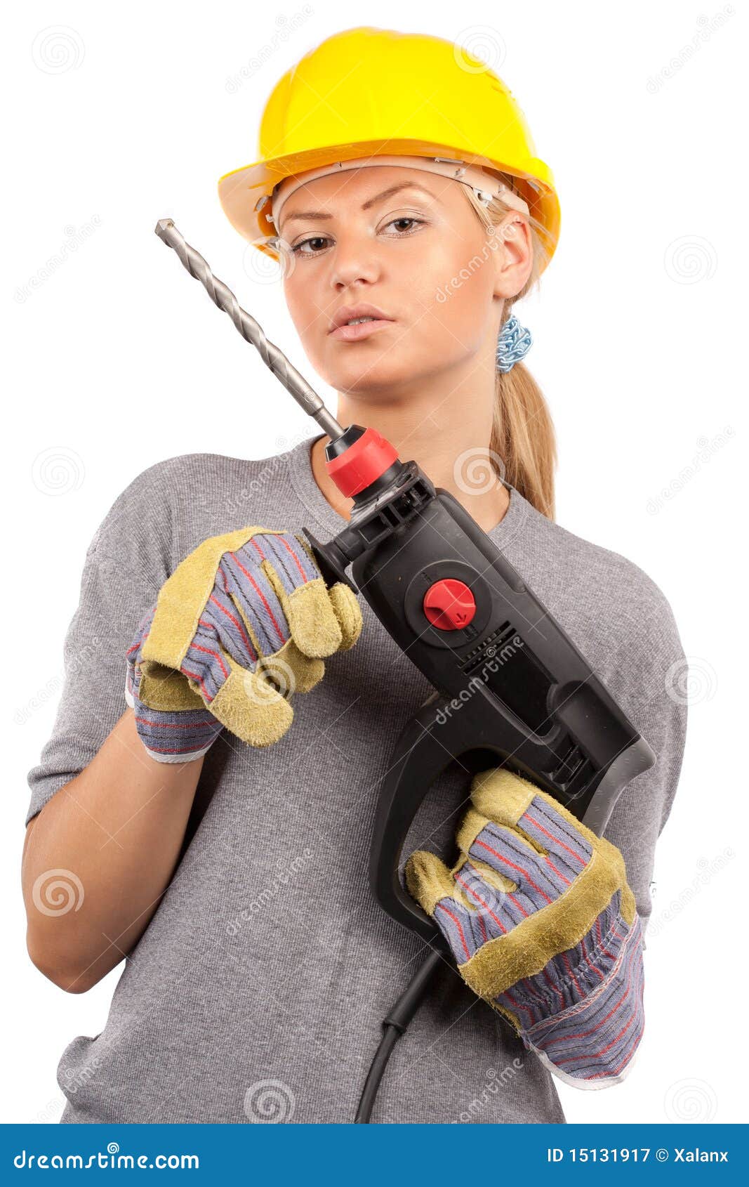 Lady construction worker stock image. Image of engineering - 15131917