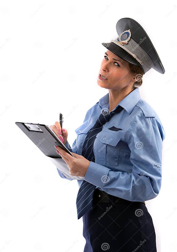 Lady cop write a ticket stock image. Image of beauty - 27884973