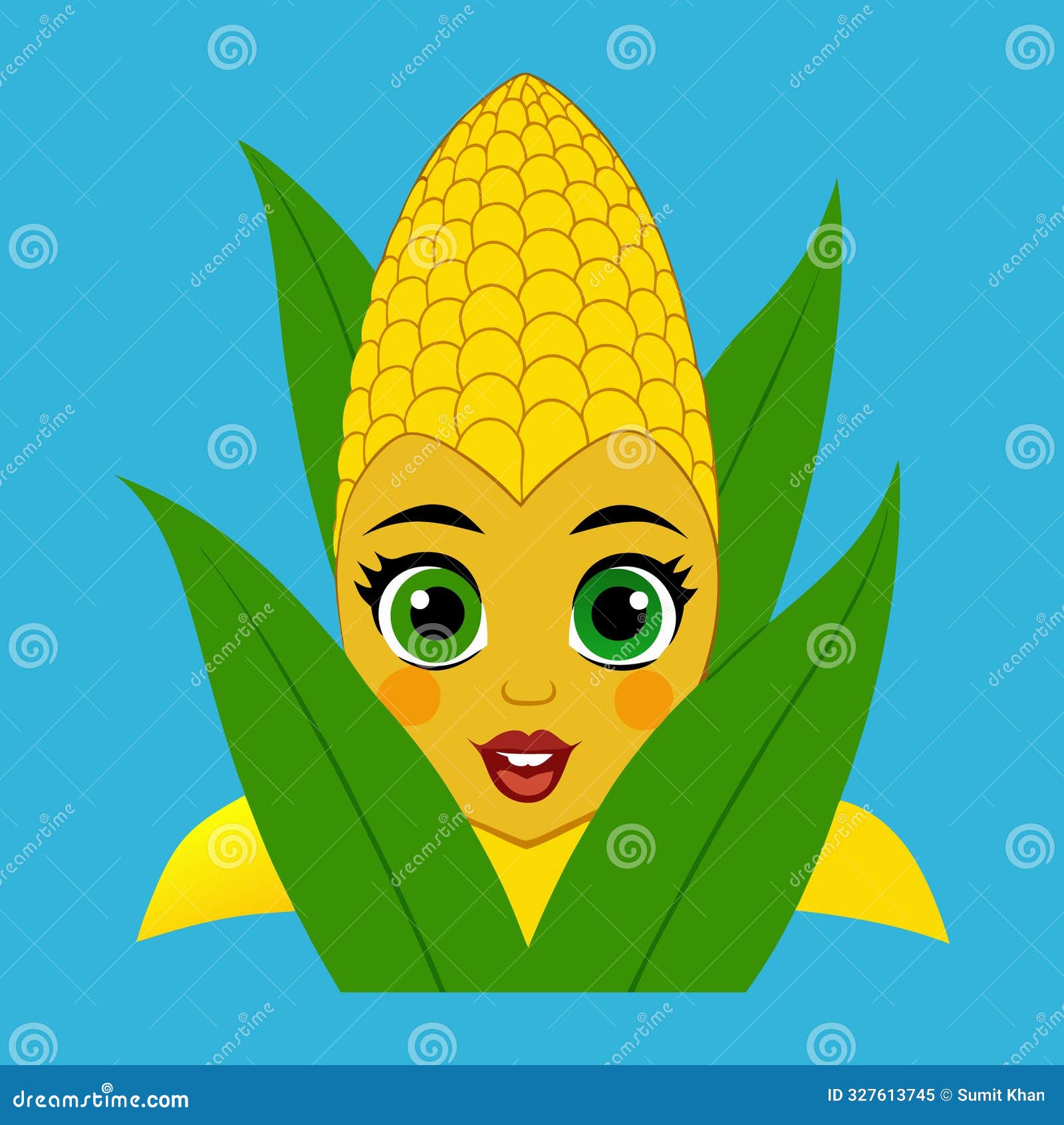 Lady Corn Vector Illustration Stock Illustration - Illustration of ...