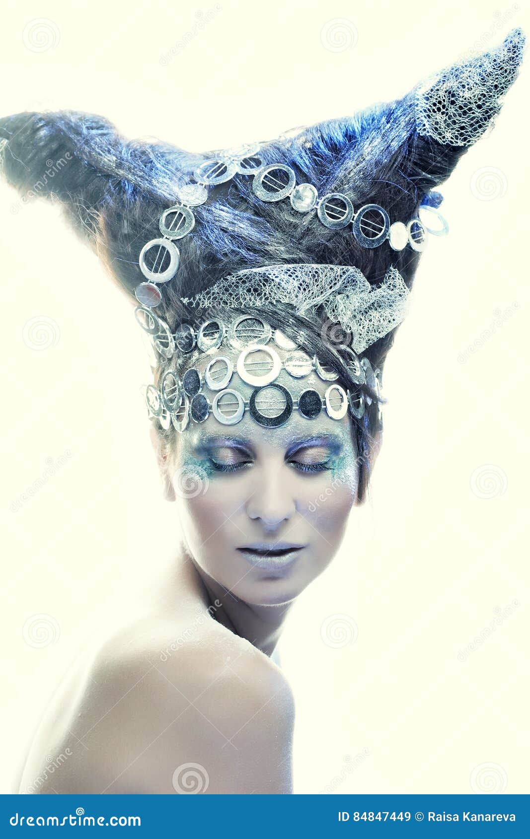 Lady with creative visage stock image. Image of eyelash - 84847449