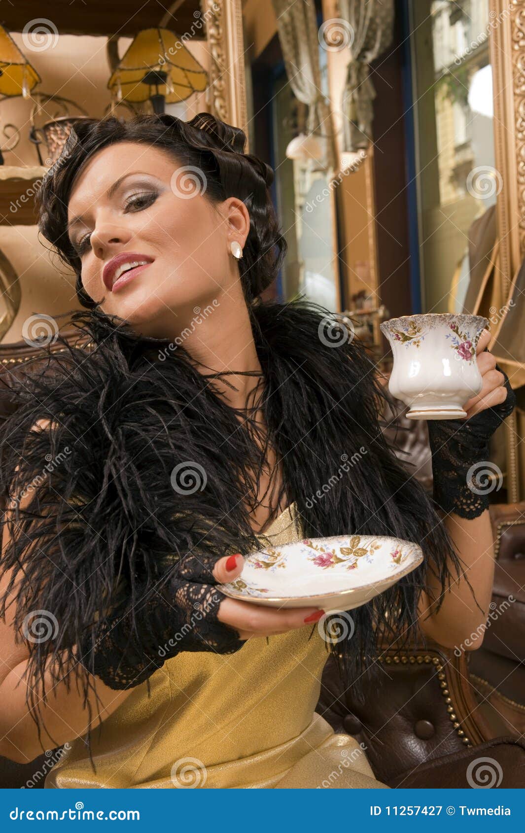Lady from cup stock image. Image of female, drinking - 11257427