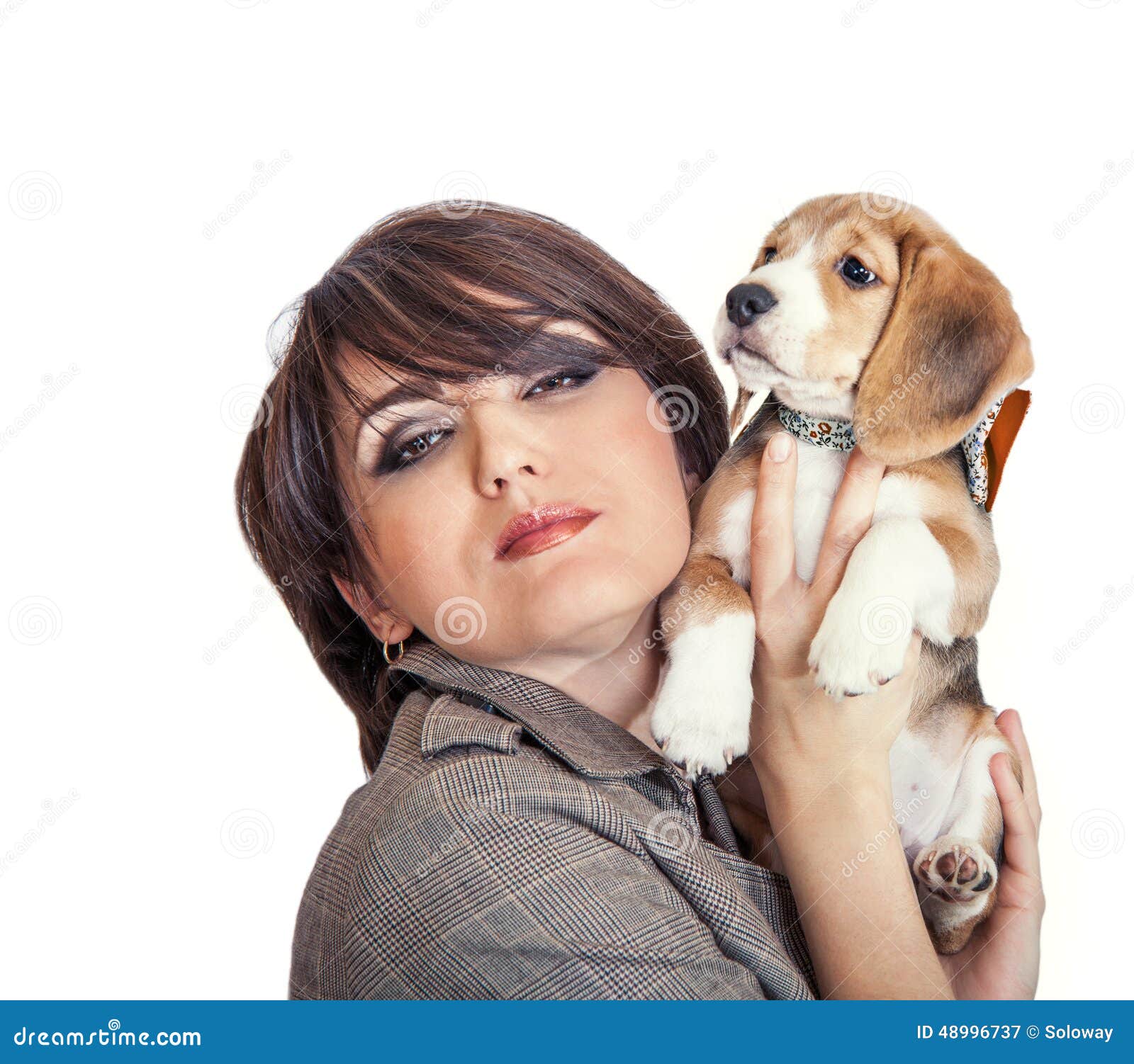 Lady with Cute Beagle Puppy Stock Image - Image of color, pedigreed ...