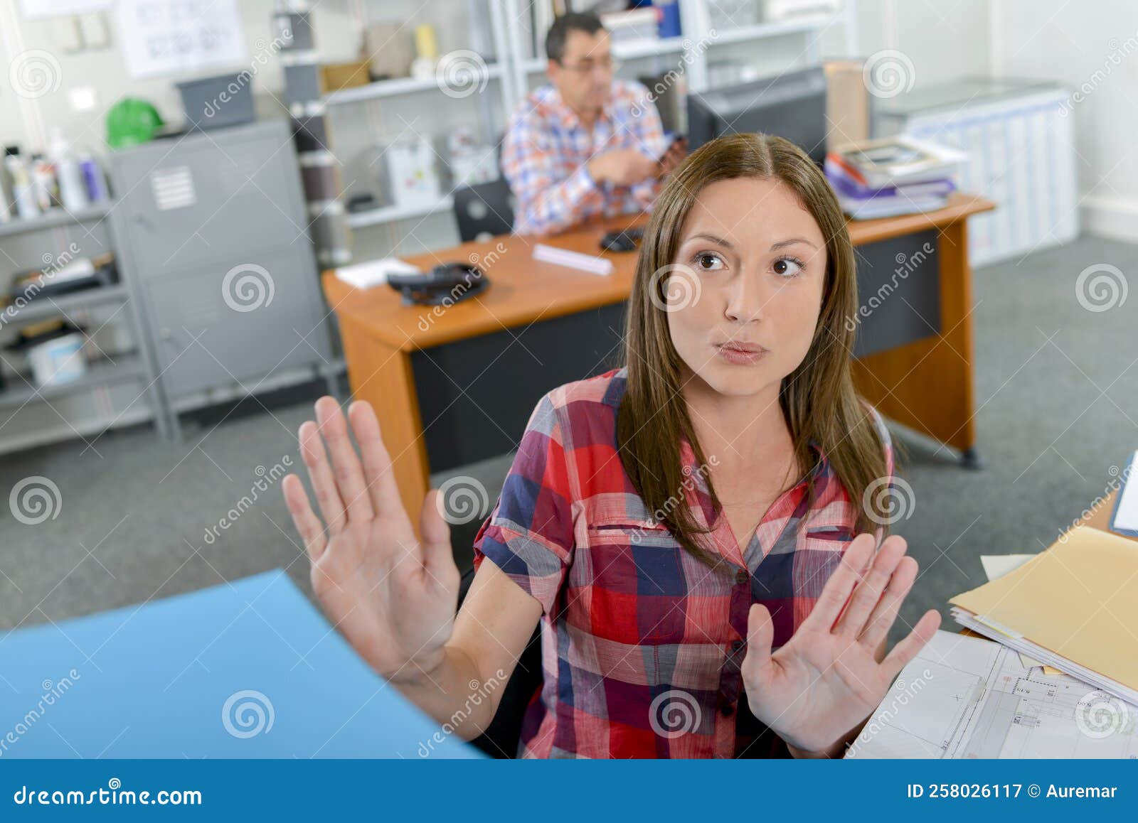 Lady at Desk Rejecting Files Stock Image - Image of office, corporation ...