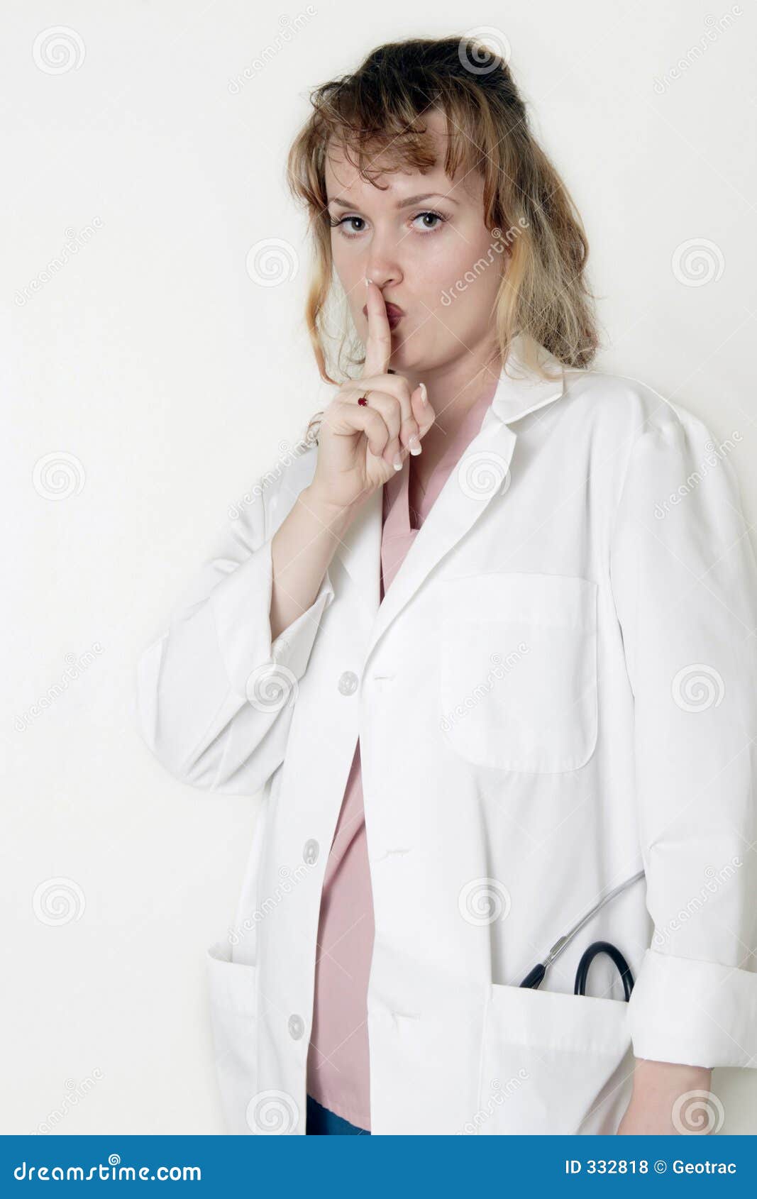 Lady Doctor Asking for Quiet Stock Photo - Image of medical ...