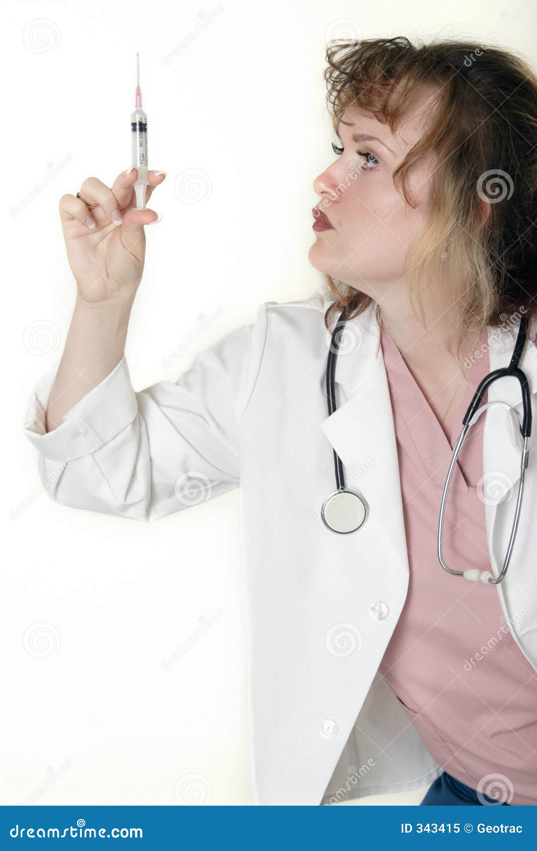 Lady Doctor Looking at Needle Stock Image - Image of healthcare, care ...