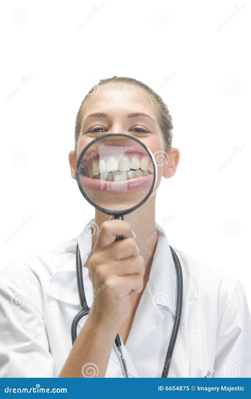 Lady Doctor With Magnifier Teeth Picture. Image: 6654875