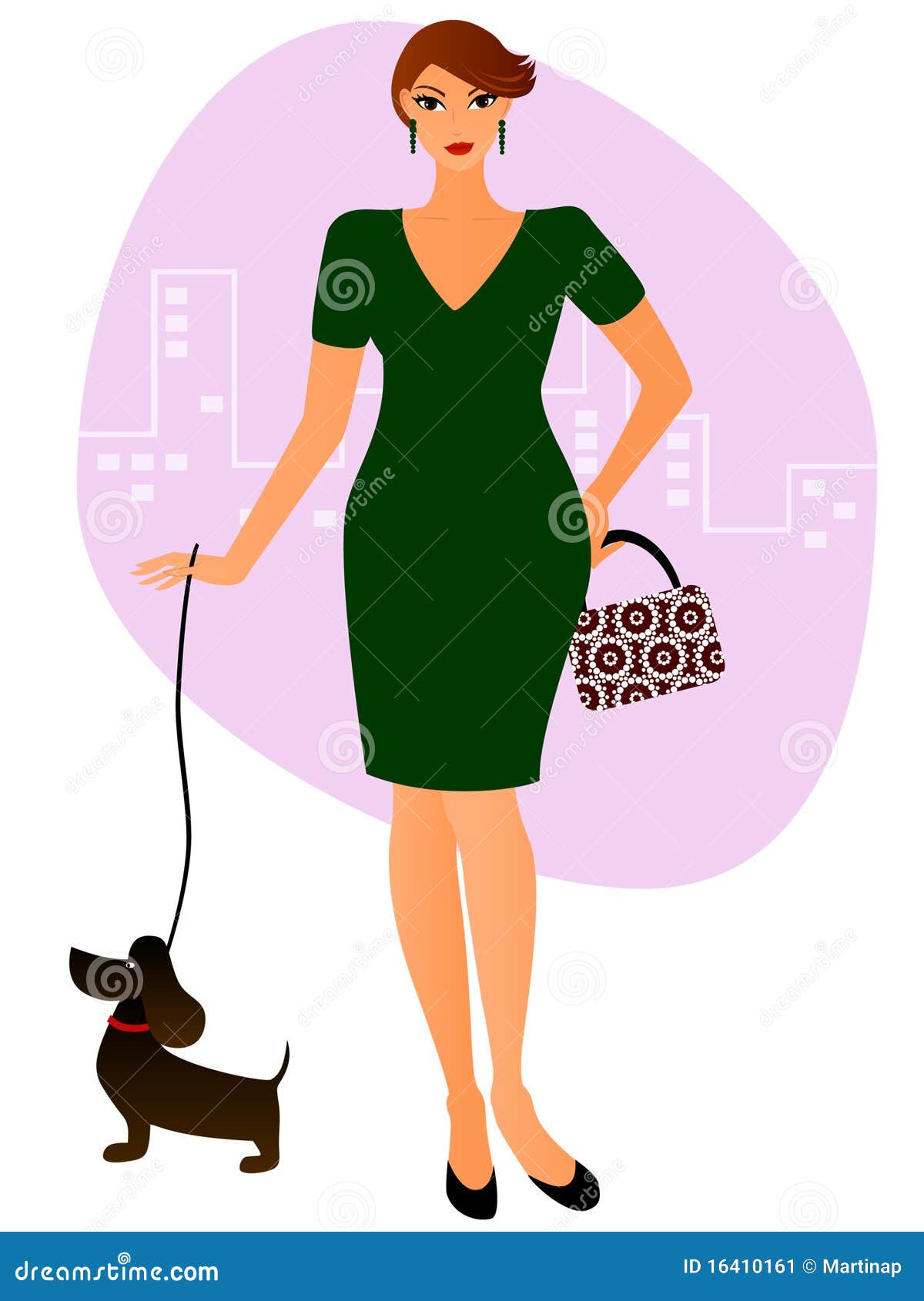 Lady with a dog stock vector. Illustration of accessories - 16410161