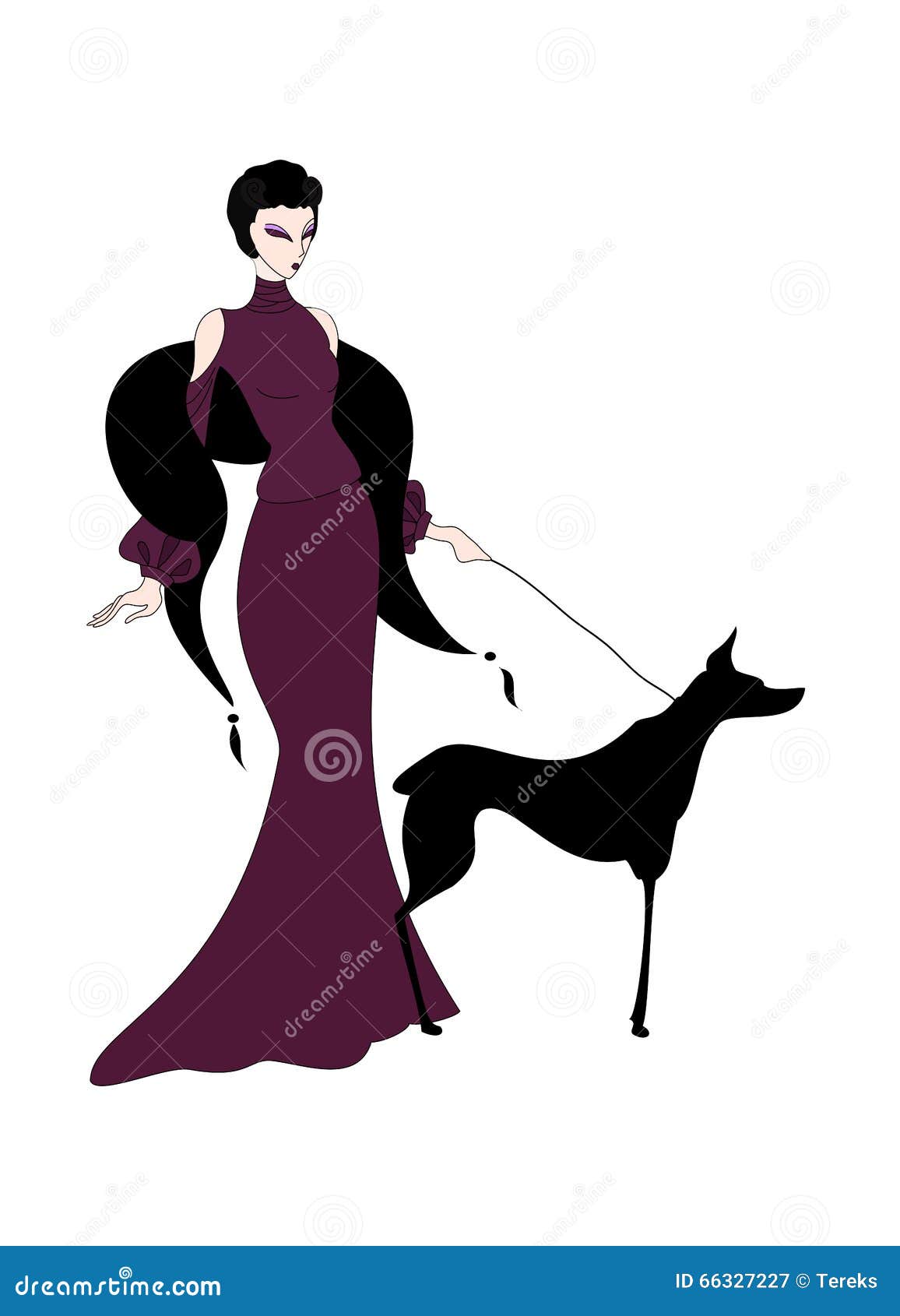 Lady with dog stock illustration. Illustration of black - 66327227