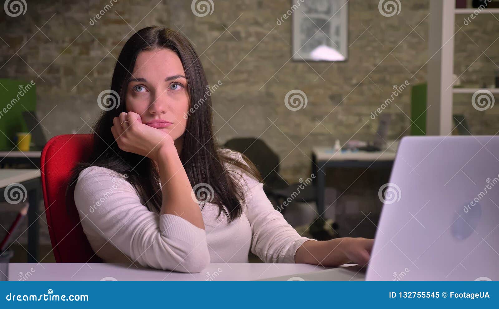 Female is Doing Her Routine Work and Leaning on Her Arm, Showing Her ...