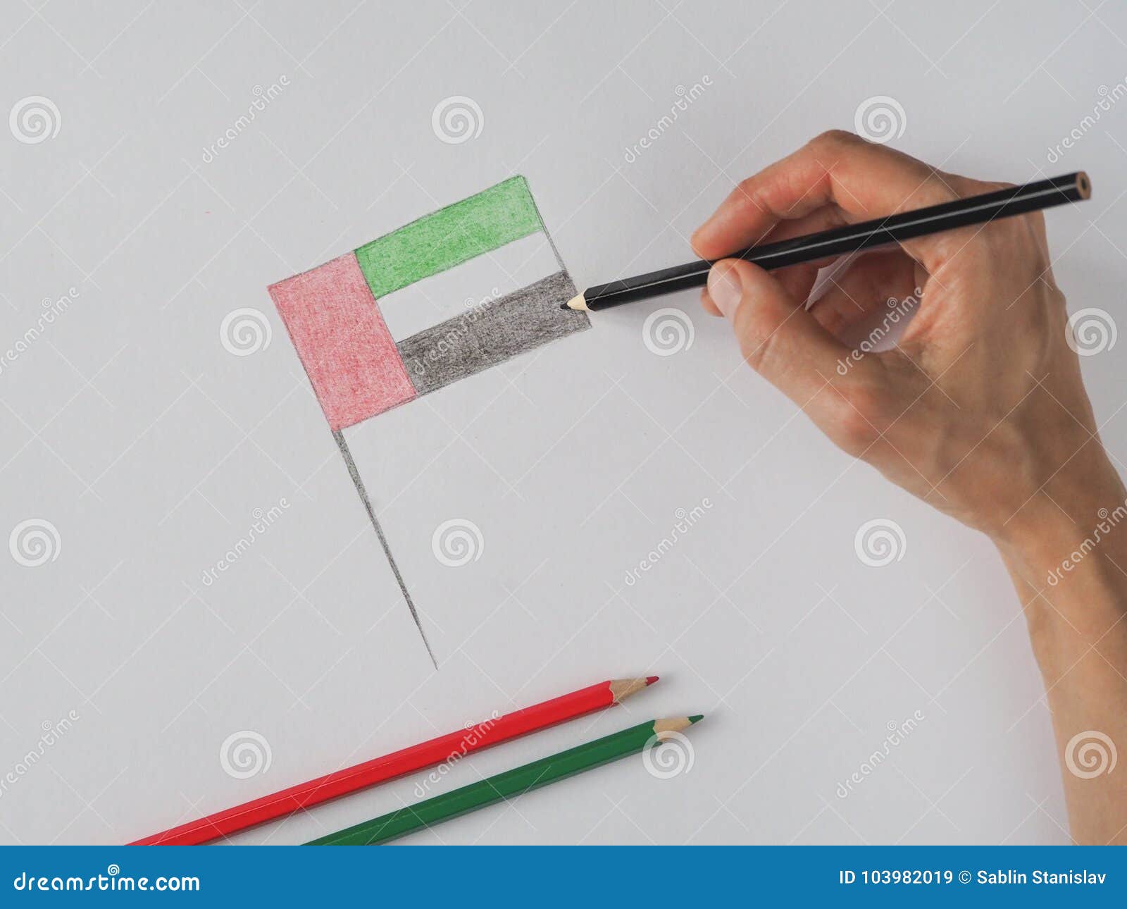 Lady Draws the Flag of UAE. UAE National Day Celebration Decorative ...