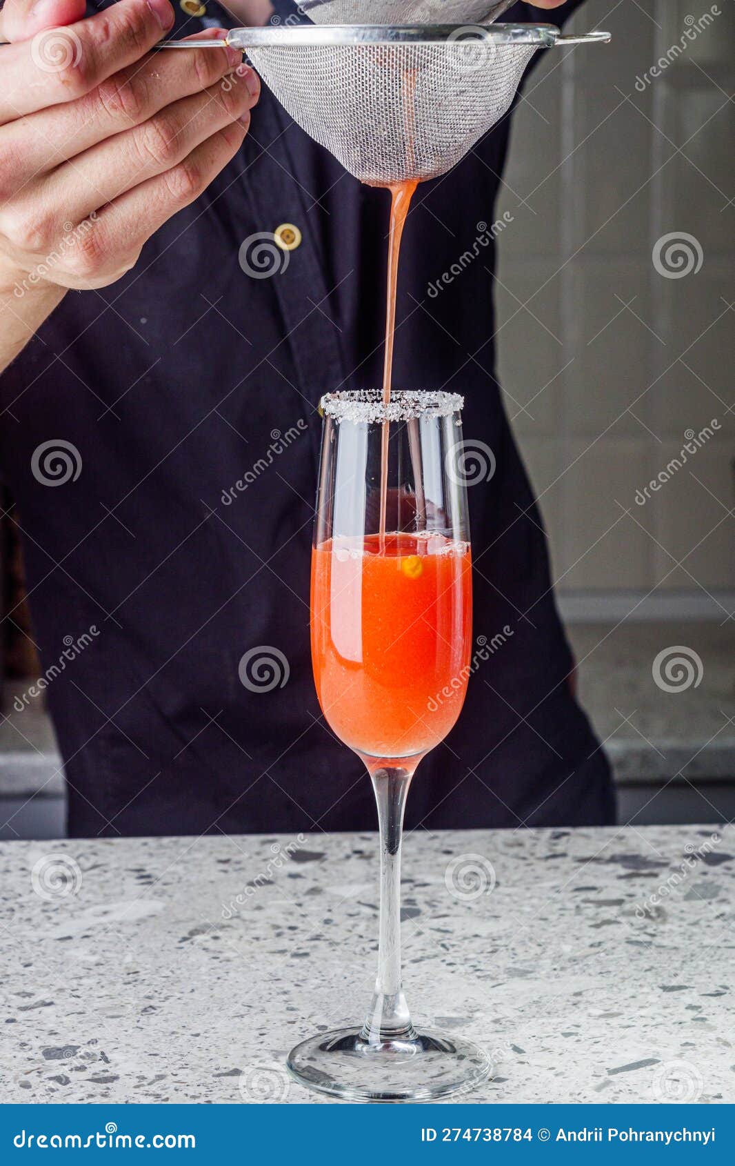 Lady Dream Cocktail on a Gray Stone Bar Counter Stock Photo - Image of ...