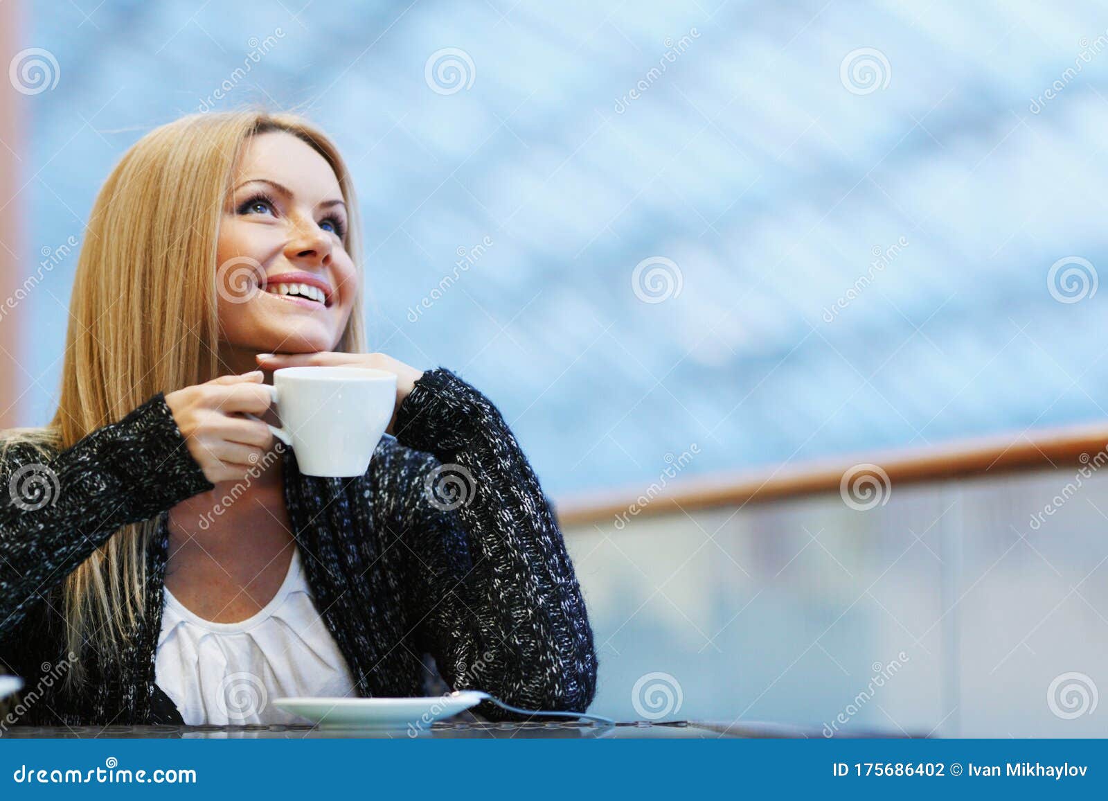 Lady Drinking Afternoon Coffee Stock Photo - Image of model, lady ...