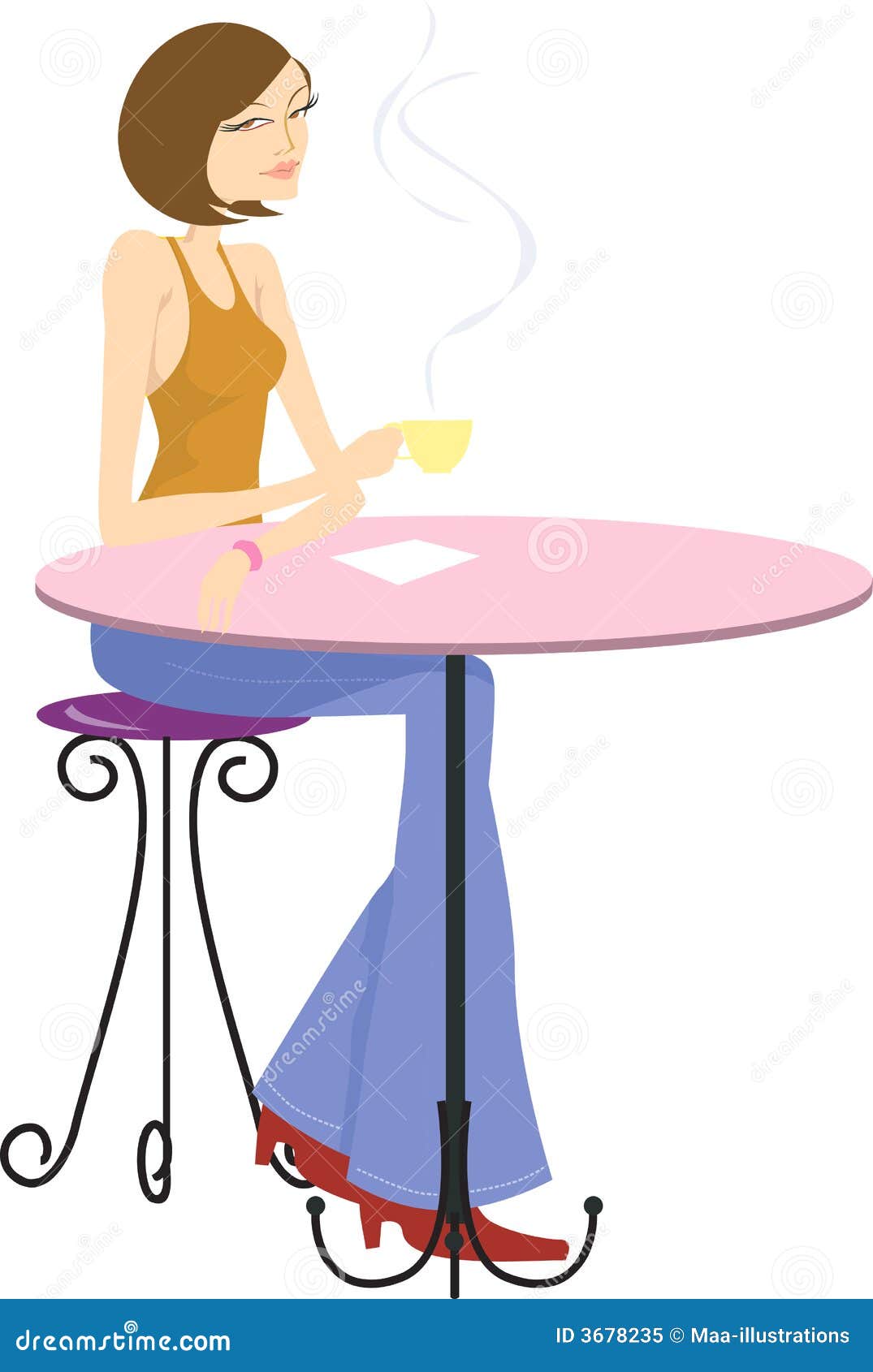 Lady drinking coffee stock vector. Illustration of breakfast - 3678235