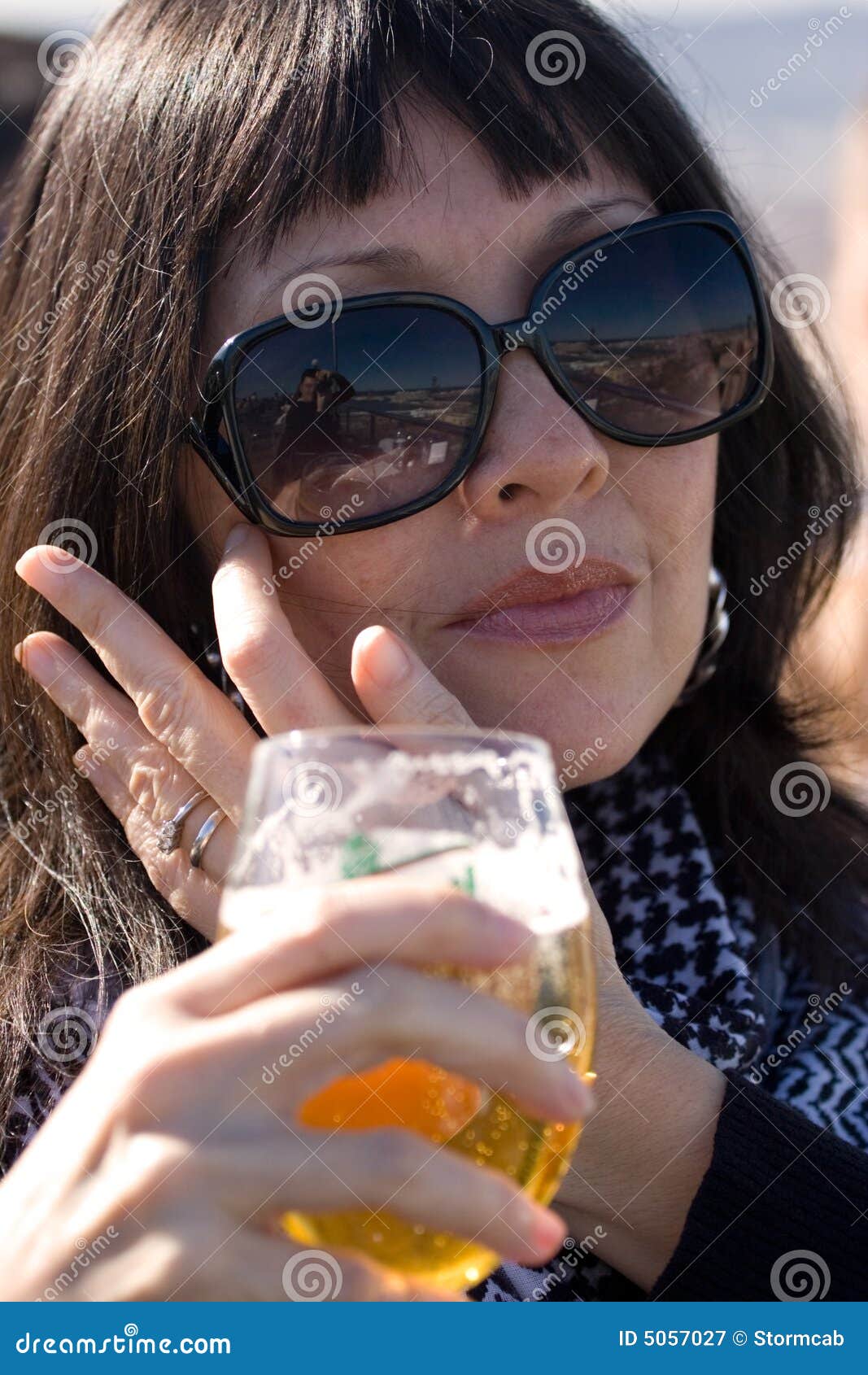 Lady Drinking a Glass of Beer Stock Image - Image of beverage, holding ...