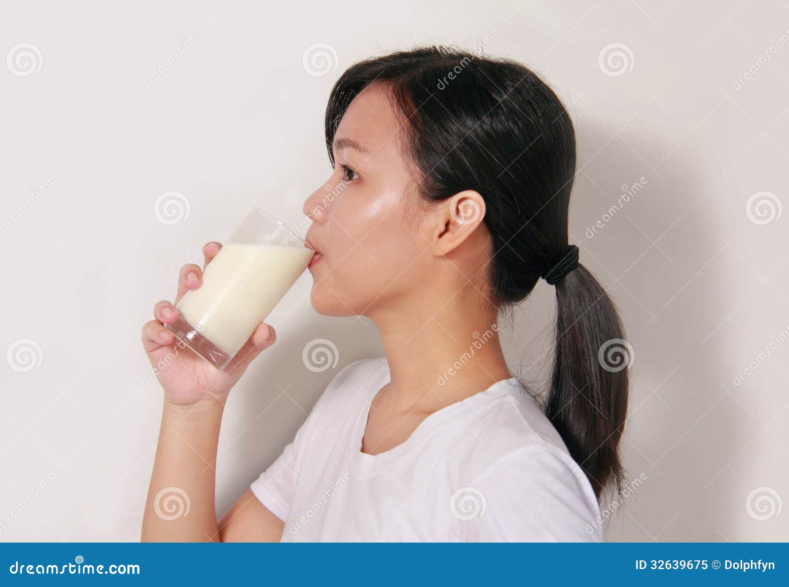 Lady Drinking a Glass of Milk Stock Image - Image of asian, female ...