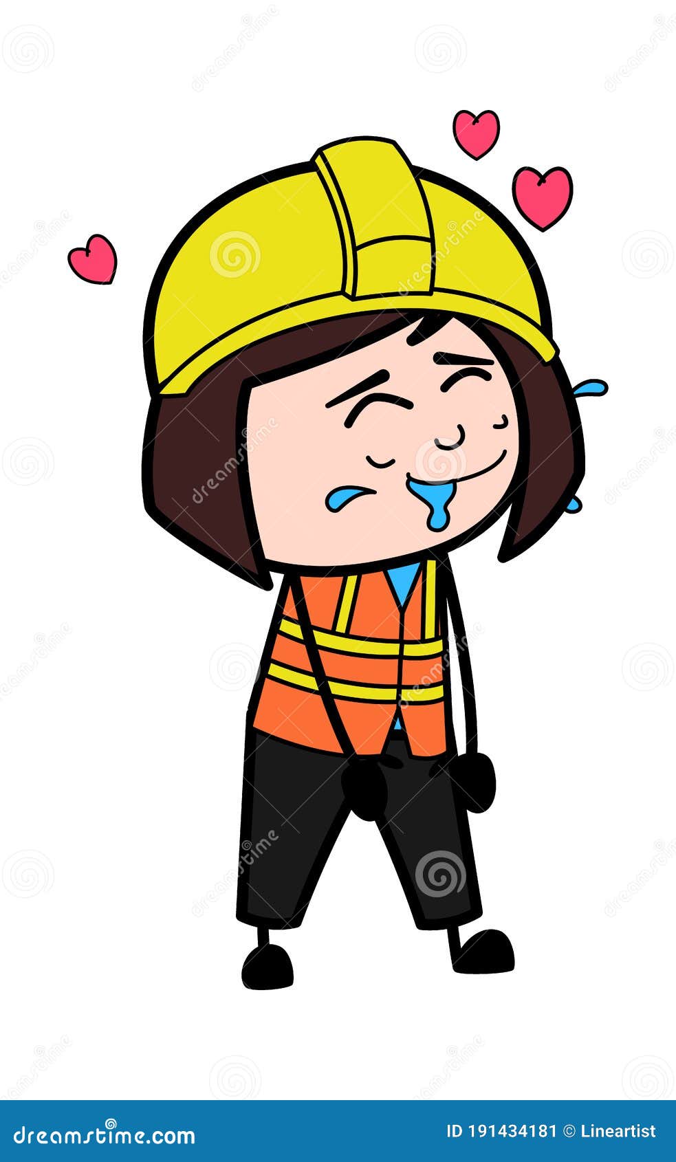 Lady Engineer Cartoon Drooling in Love Stock Illustration ...