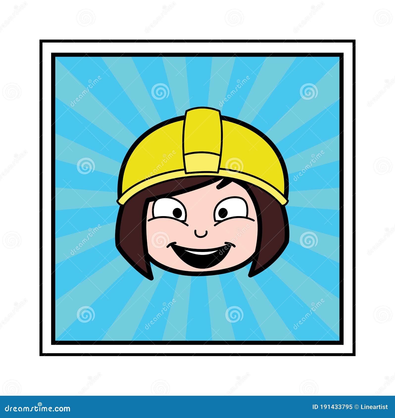 Lady Engineer cartoon face stock illustration. Illustration of happy ...