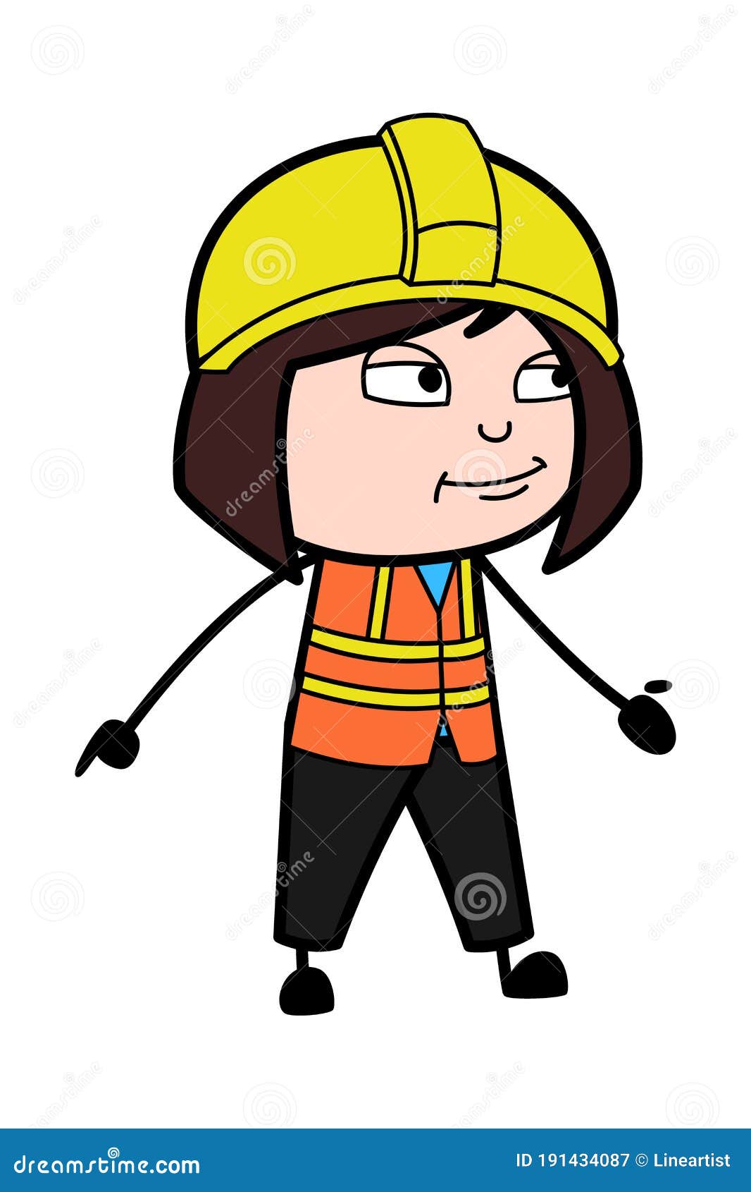 Lady Engineer Expressionless Face Cartoon Stock Illustration ...
