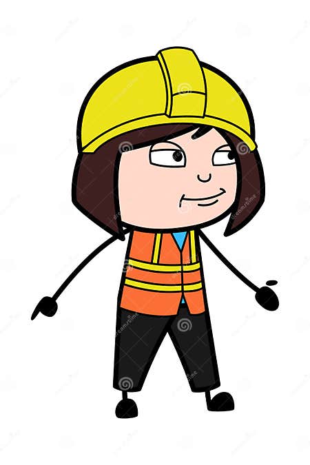 Lady Engineer Expressionless Face Cartoon Stock Illustration ...