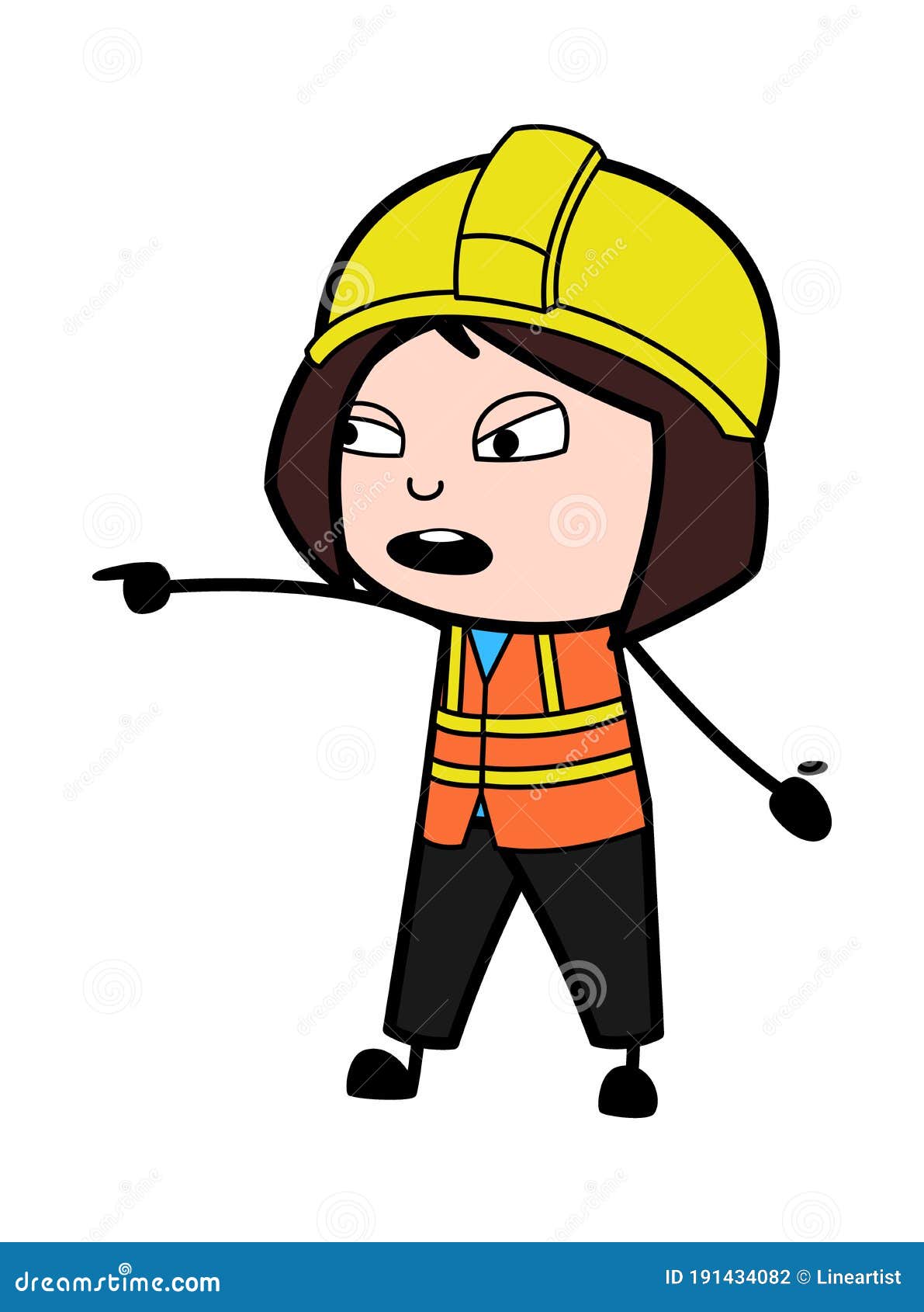 Engineer Pointing At A Glowing Question Mark And Waving His Hand ...